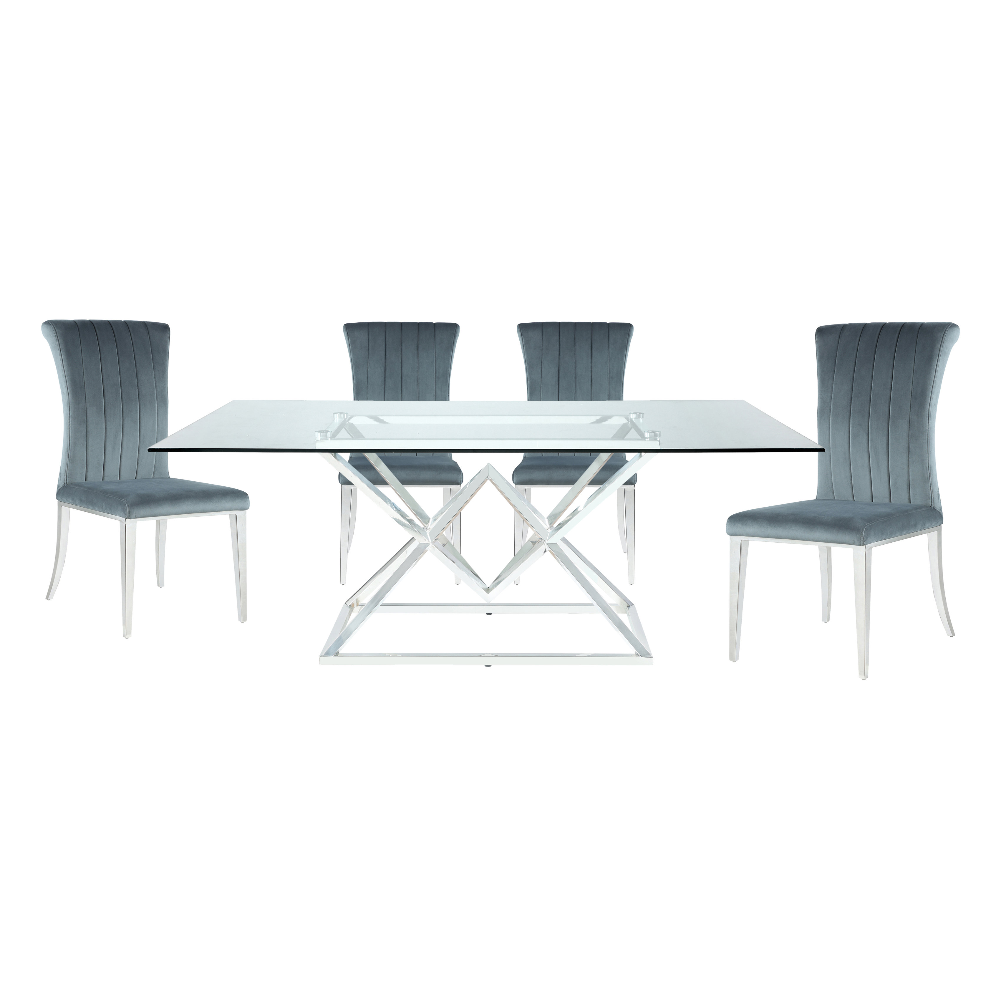 Wrought Studio™ Herbey 5 - Piece Dining Set in Gray and Chrome | Wayfair