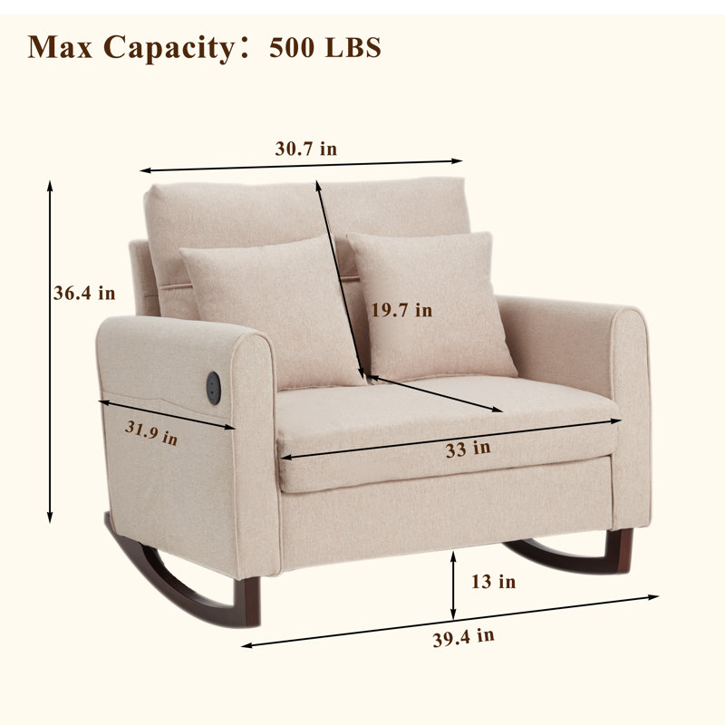 Erommy Upholstered Oversize Rocking Chair, Rocking Chair With High Back ...
