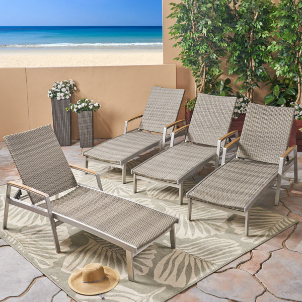 Hokku Designs Arnar Outdoor Metal Chaise Lounge Set | Wayfair