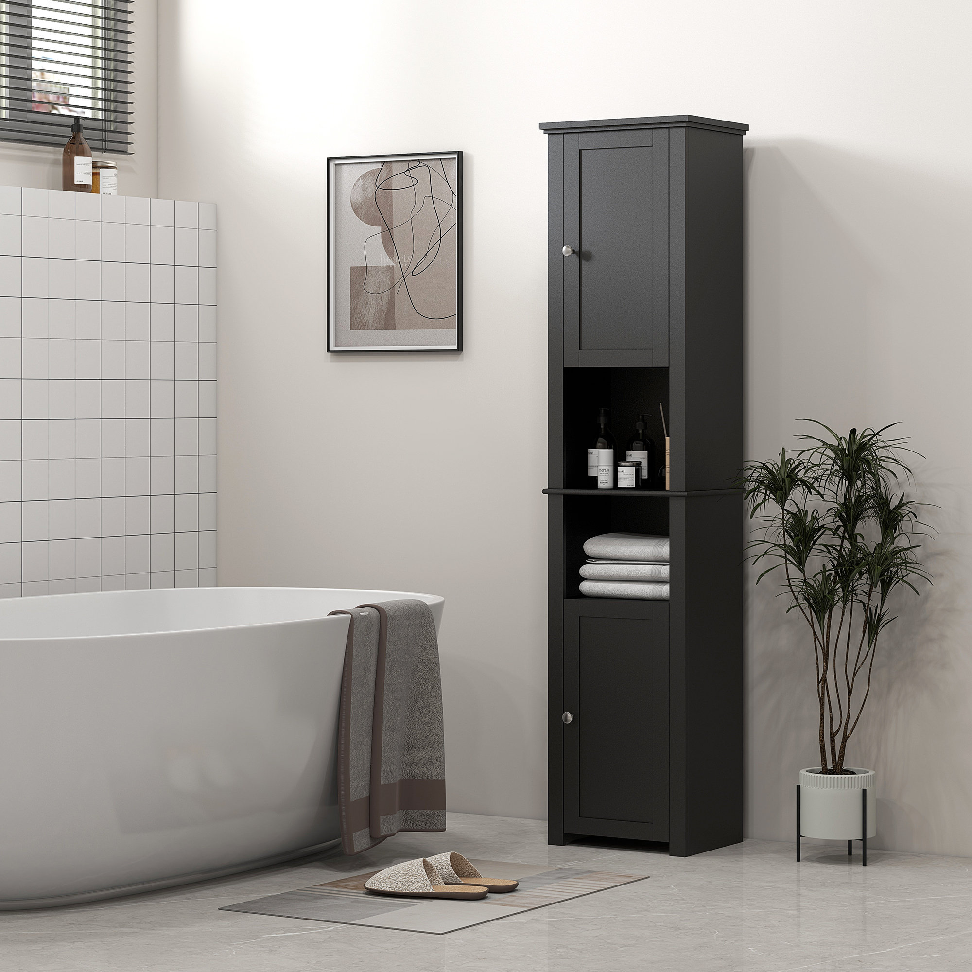 Red Barrel Studio Grande armoire de rangement pour salle de bain avec ...