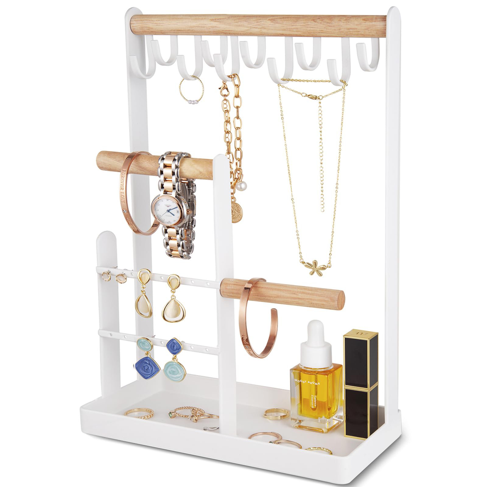 Latitude Run® 4-Layer Tower Rack 10 Hooks Jewelry Storage Rack Earring ...