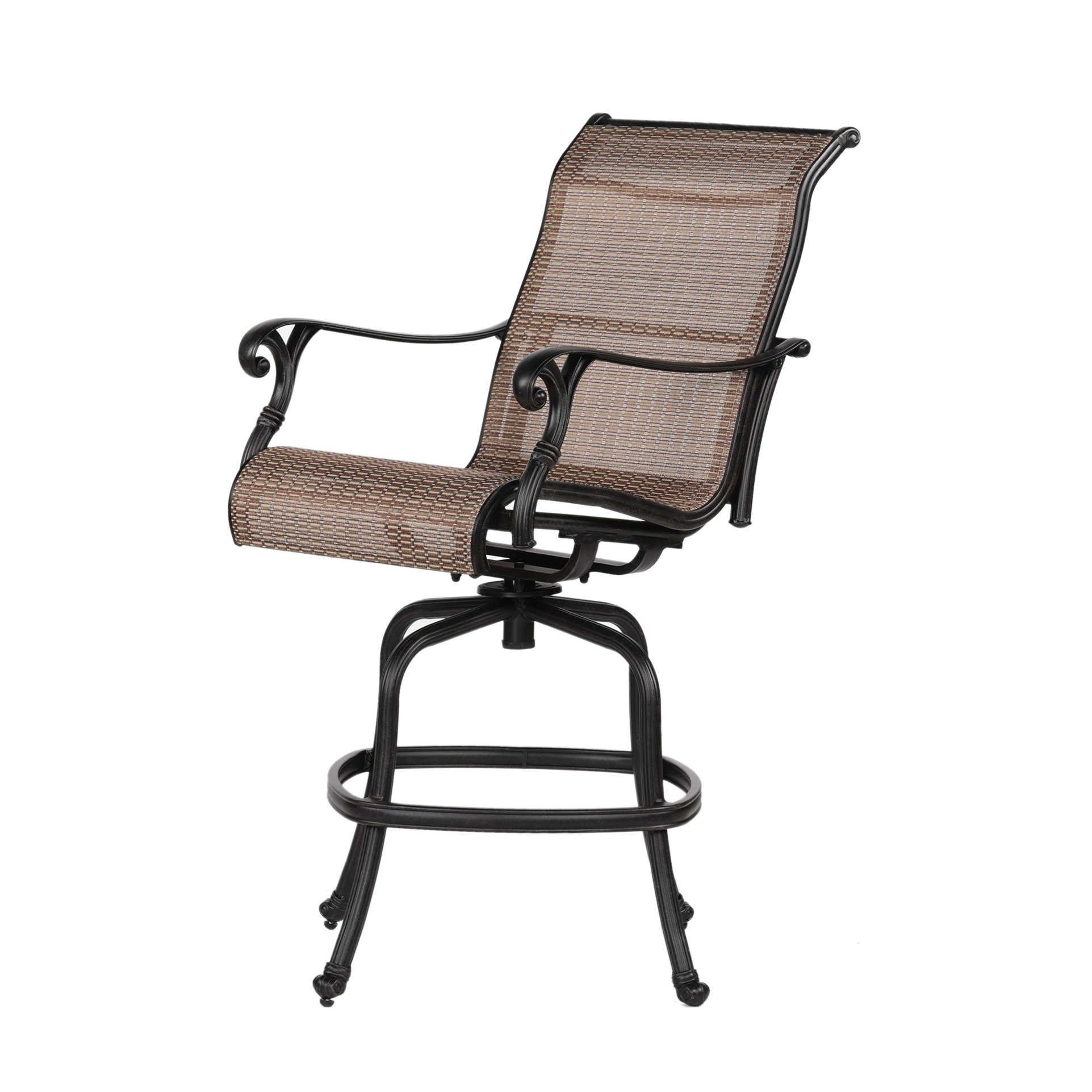 Hokku Designs 2 Aluminum Sling Swivel Bar Stools For Patio And Indoor ...