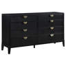 Benjara Jack Dresser, 8 Drawers, Gold Tone Metal Handles, Wire Brushed ...