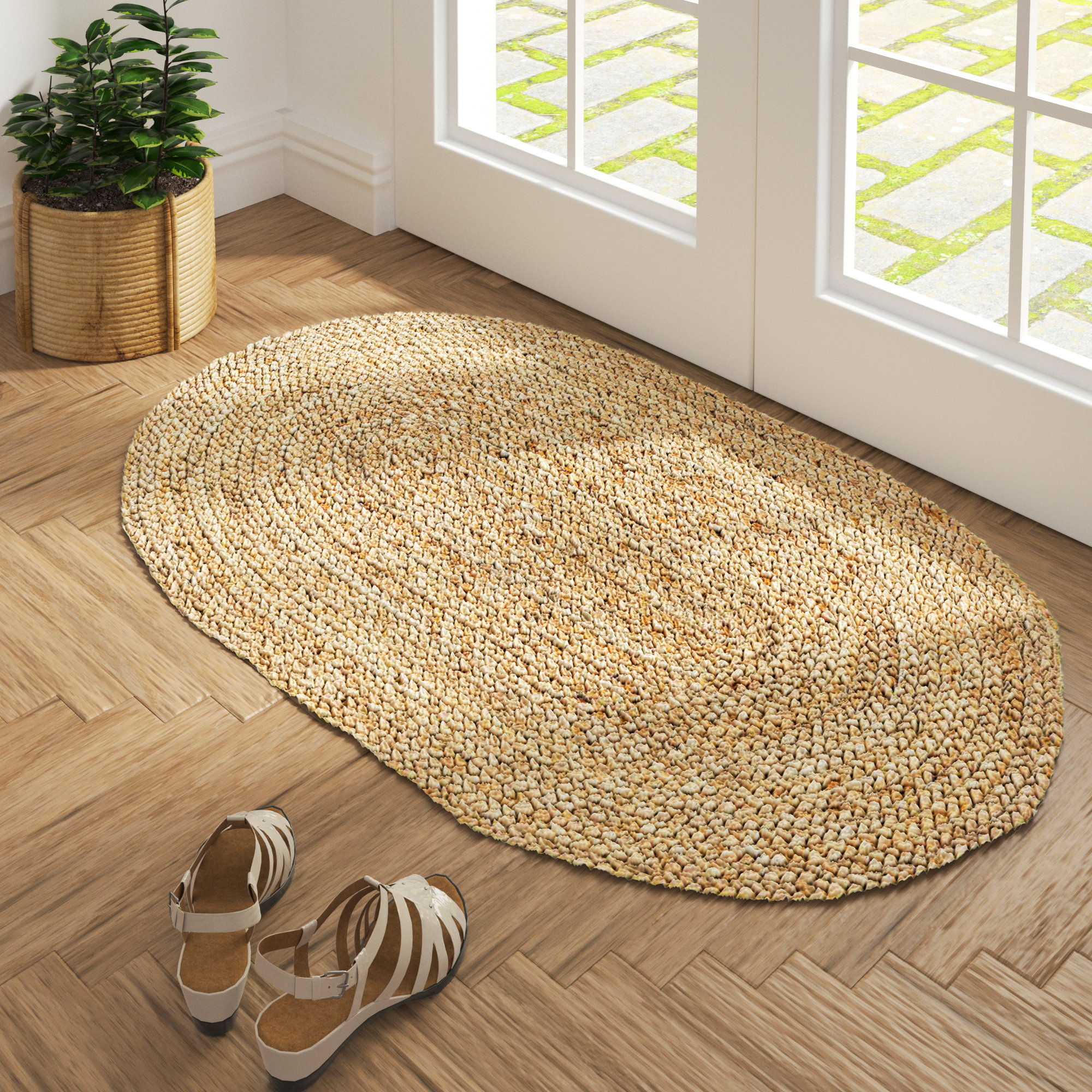 Bay Isle Home™ Wynyard Hand-woven Hand-Braided Tan Jute/Sisal Natural ...