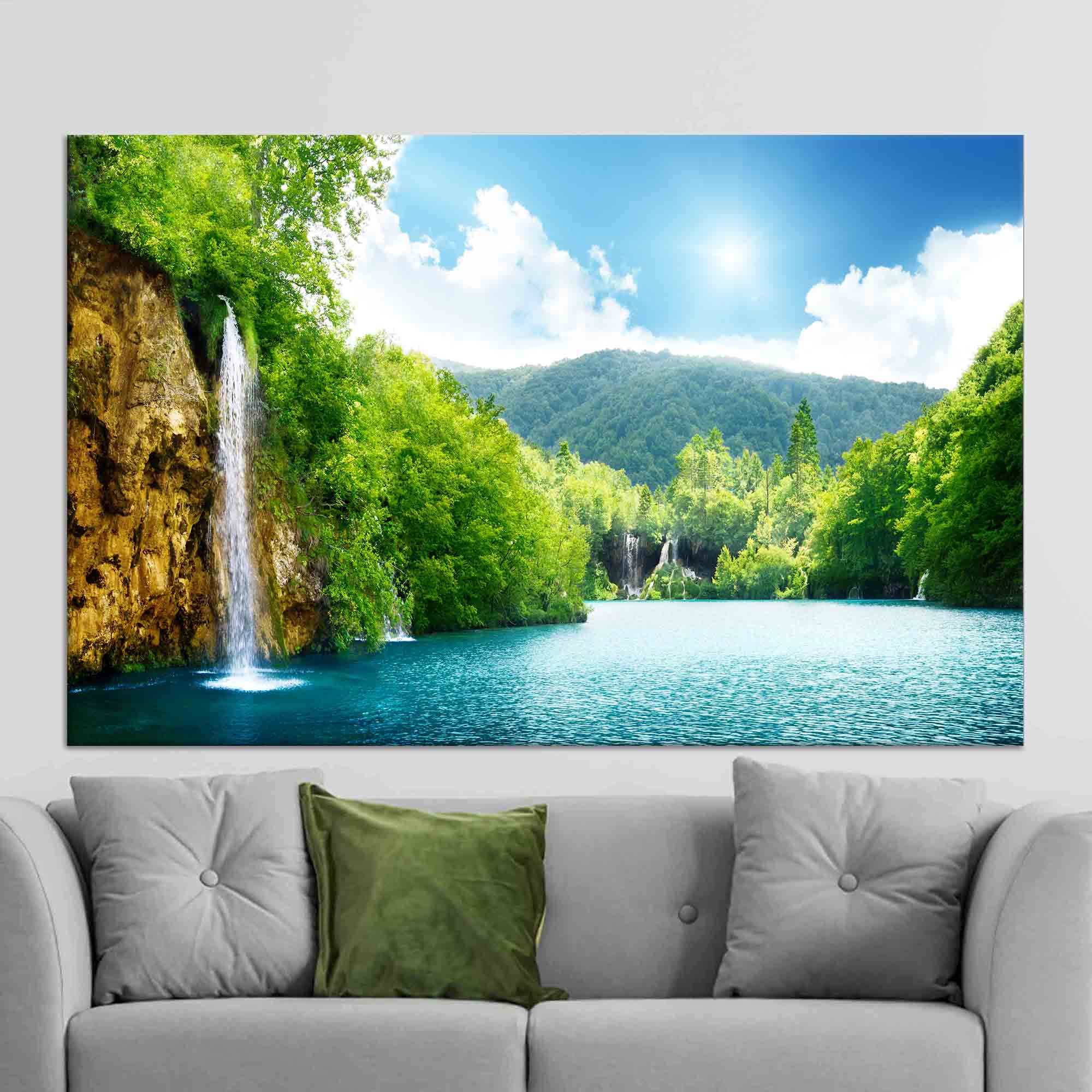 kayra export 3D Deep Forest Waterfall Landscape Canvas Poster Perfect ...