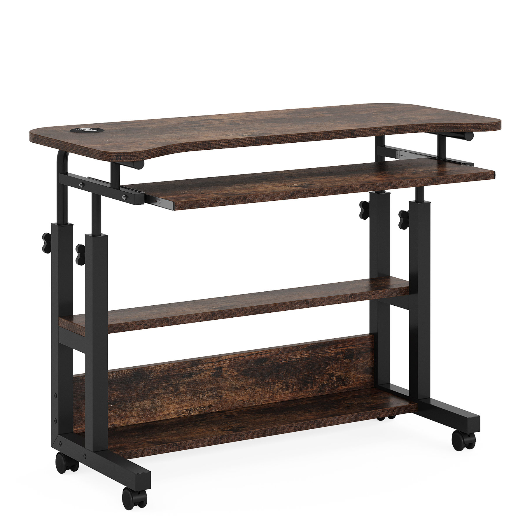 17 Stories Portable Desk with Power Outlets, Height Adjustable Side ...