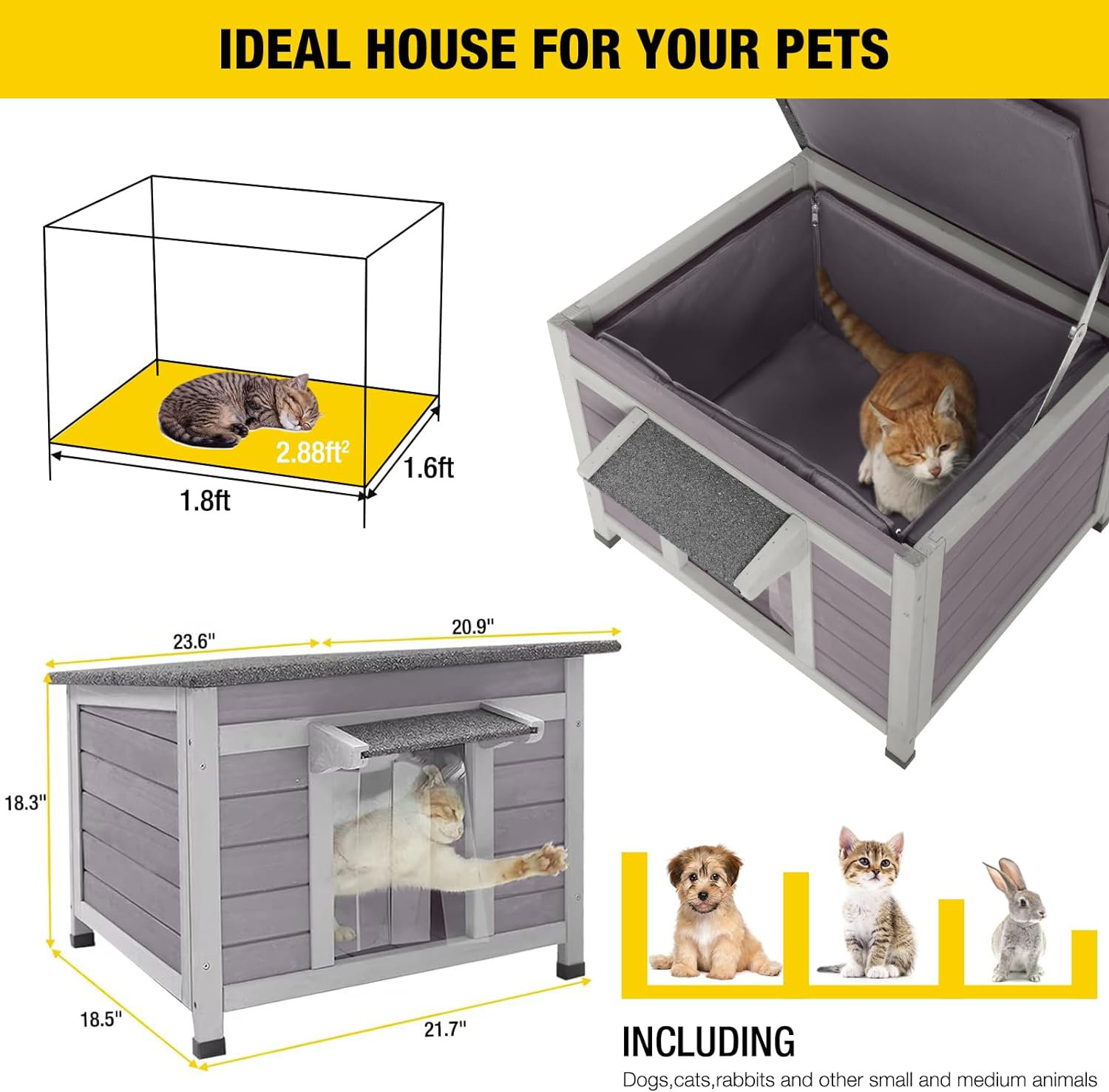 Aivituvin Cat House for Outdoor Cats Feral Kitty Shelter with Insulated ...