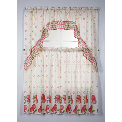 Red Barrel Studio® Crayson Apple Orchard Swag 60'' W Kitchen Curtain in ...