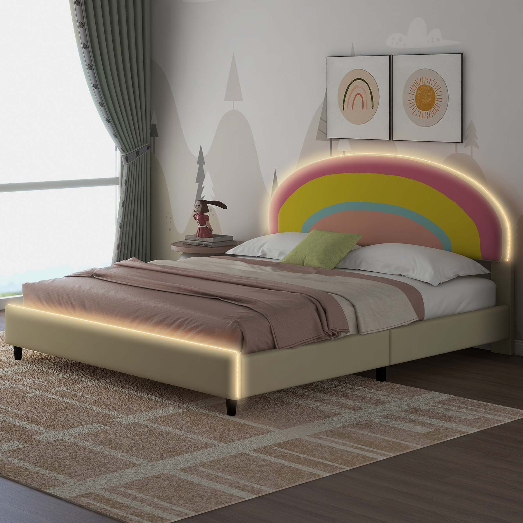 Isabelle & Max™ Charming Upholstered Platform Bed with Adjustable ...