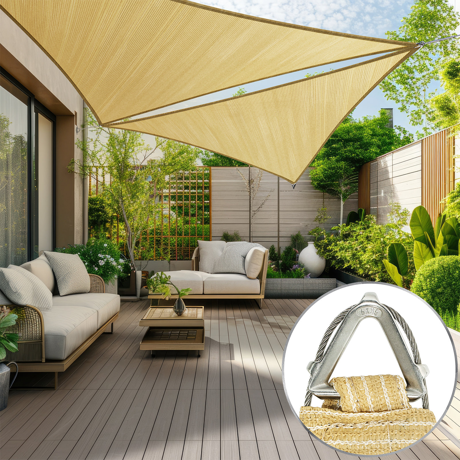 Royal Shade Triangle Pro Ring Shade Sail With Hardware Kit | Wayfair