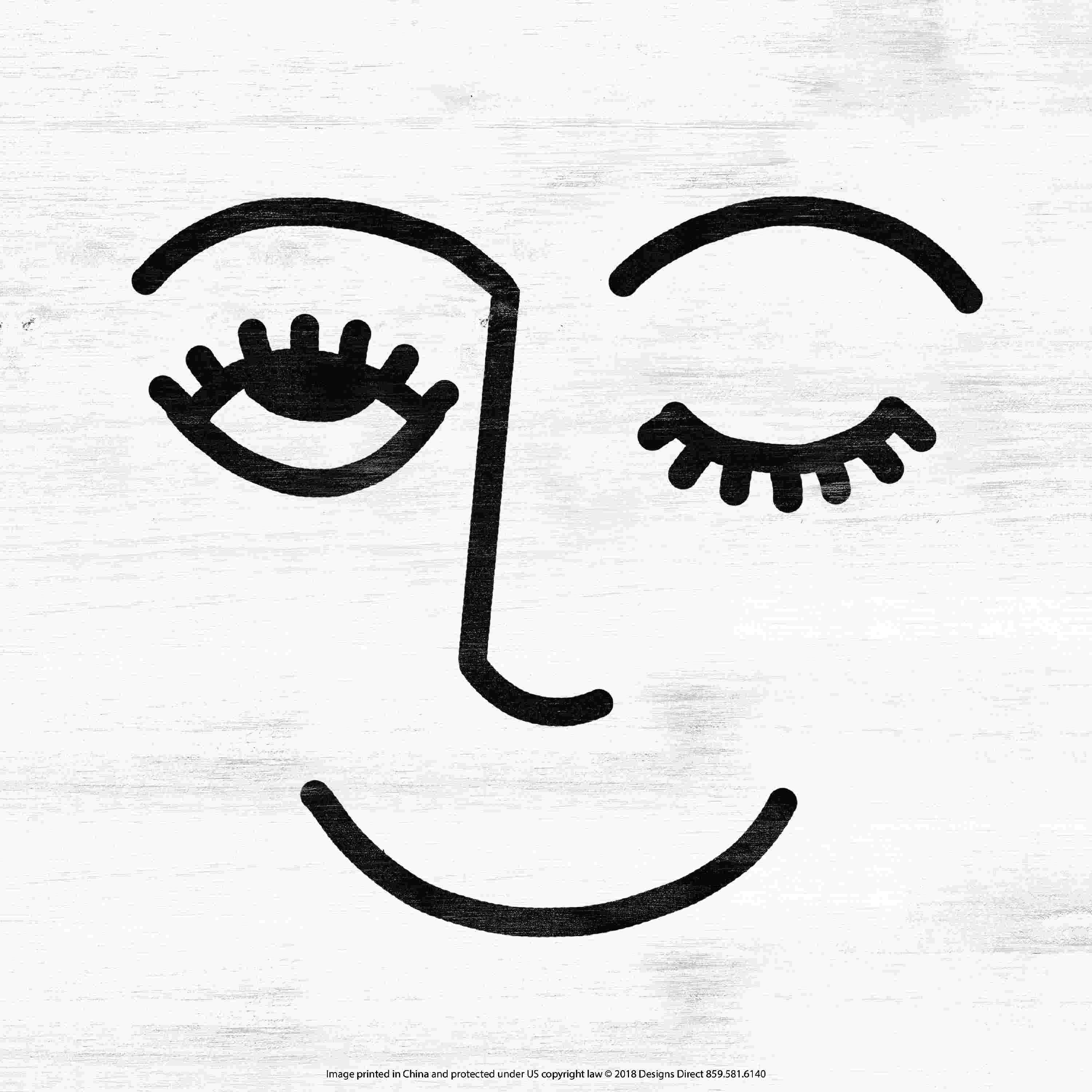 Trinx Simple Wink - Wrapped Canvas Drawing Print | Wayfair