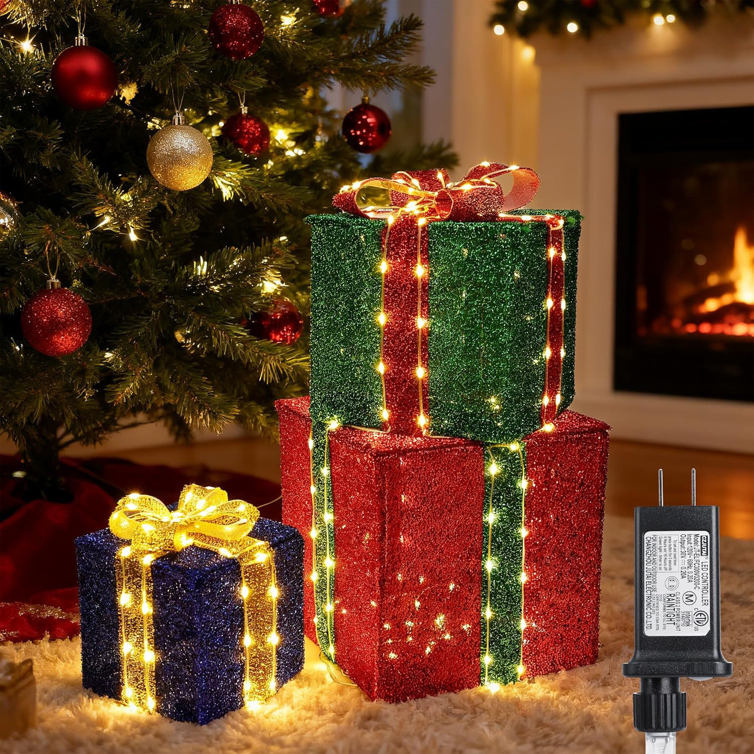 The Holiday Aisle® Set of 3 Christmas Lighted Gift Boxes - Pre lit ...