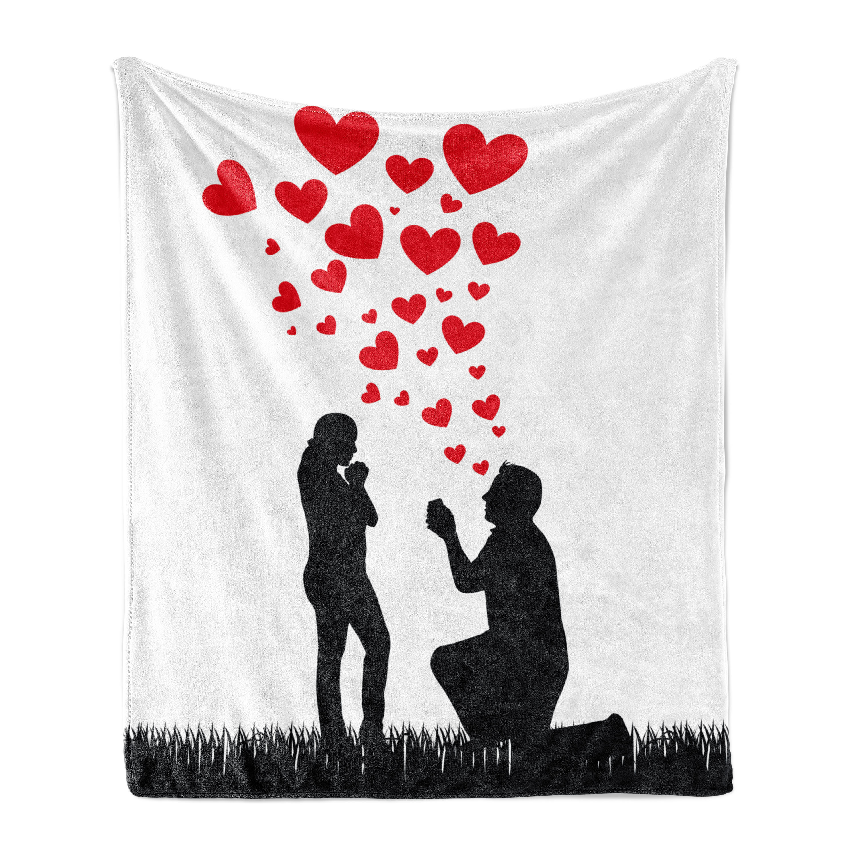 Ambesonne Wedding Fleece Throw Blanket Proposal Hearts Black White and ...