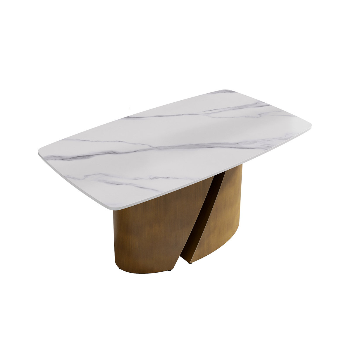 Mercer41 Modern Artificial Stone Curved Panel Bronze Legs-Can ...