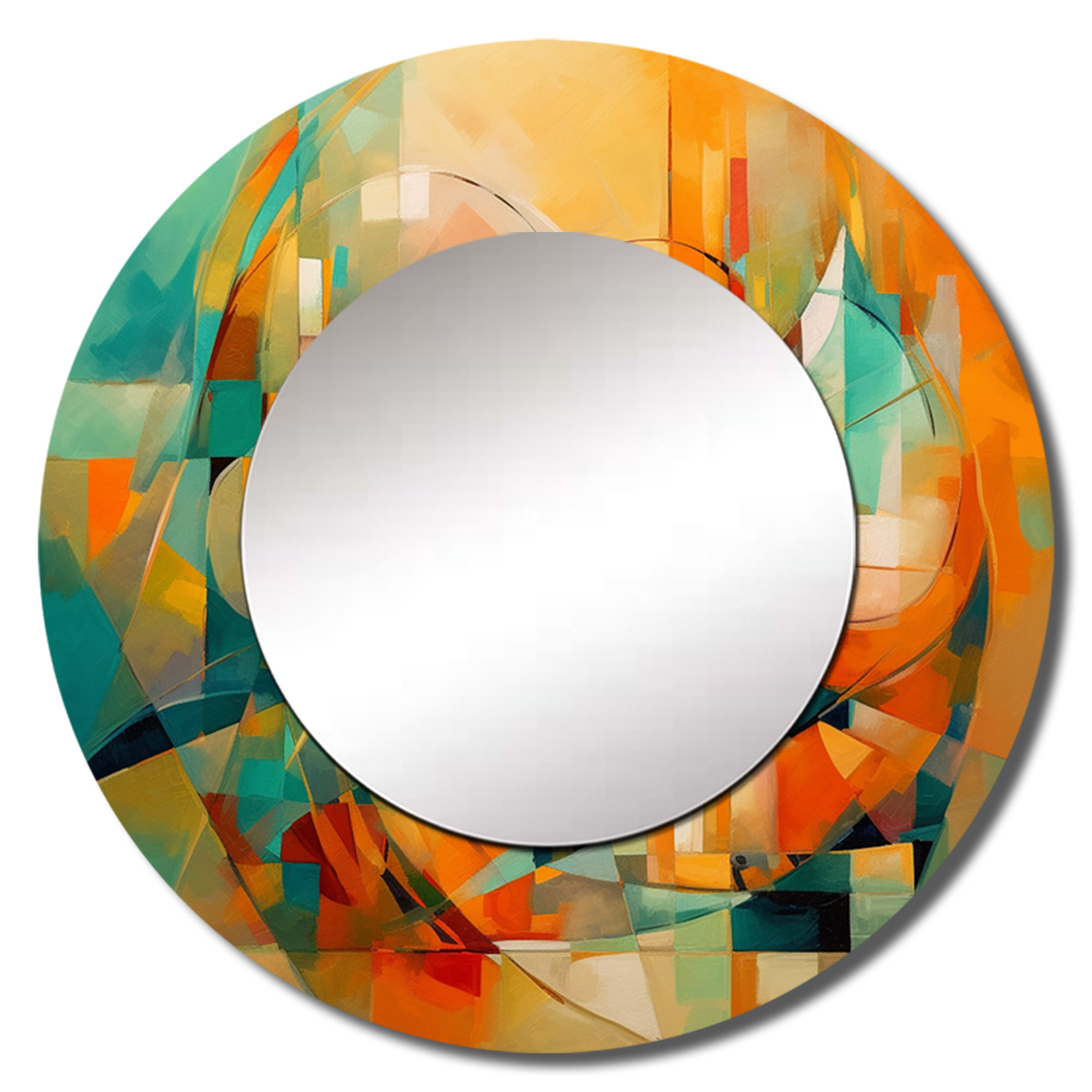 East Urban Home Plowden Abstracting The Cubist Form IV - Cubism Mirror, Modern Round Decorative ...