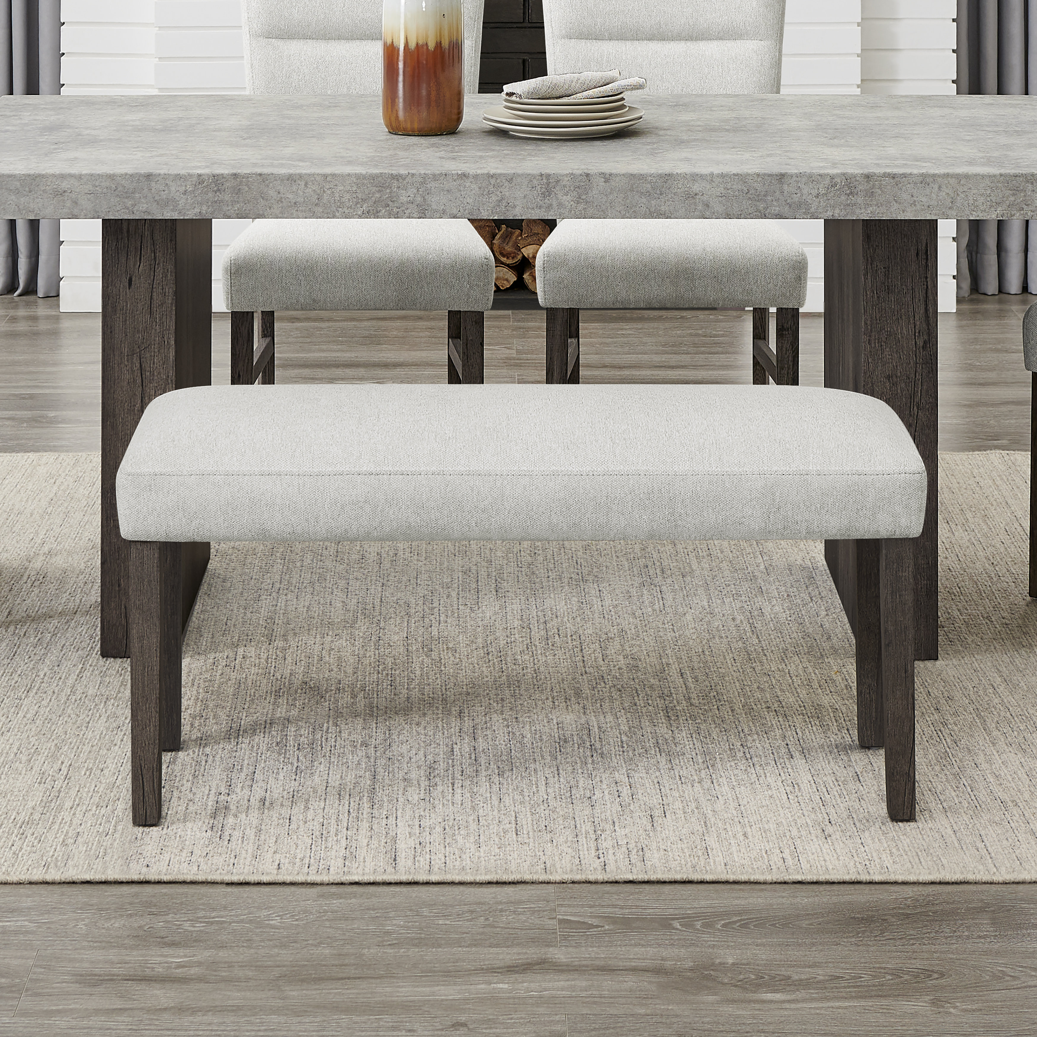 Red Barrel Studio® Mitton Contemporary Upholstered Dining Bench, Gray ...