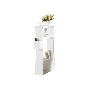 Ebern Designs Zeke Narrow Magazine Side Table with Shelf and Storage ...