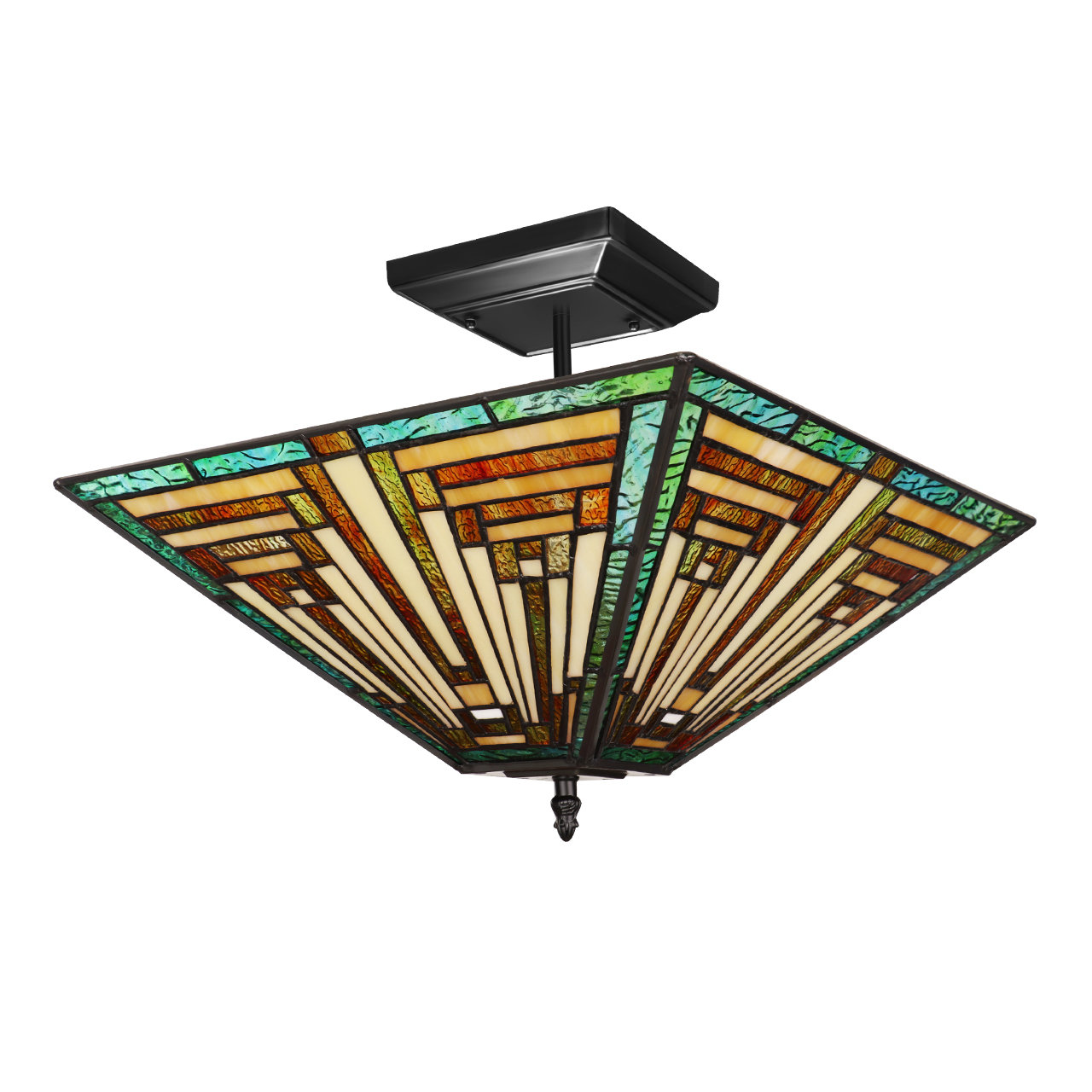 Loon Peak® FIRMAN Tiffany-Style 2-Light Koushik Semi-Flush Ceiling ...