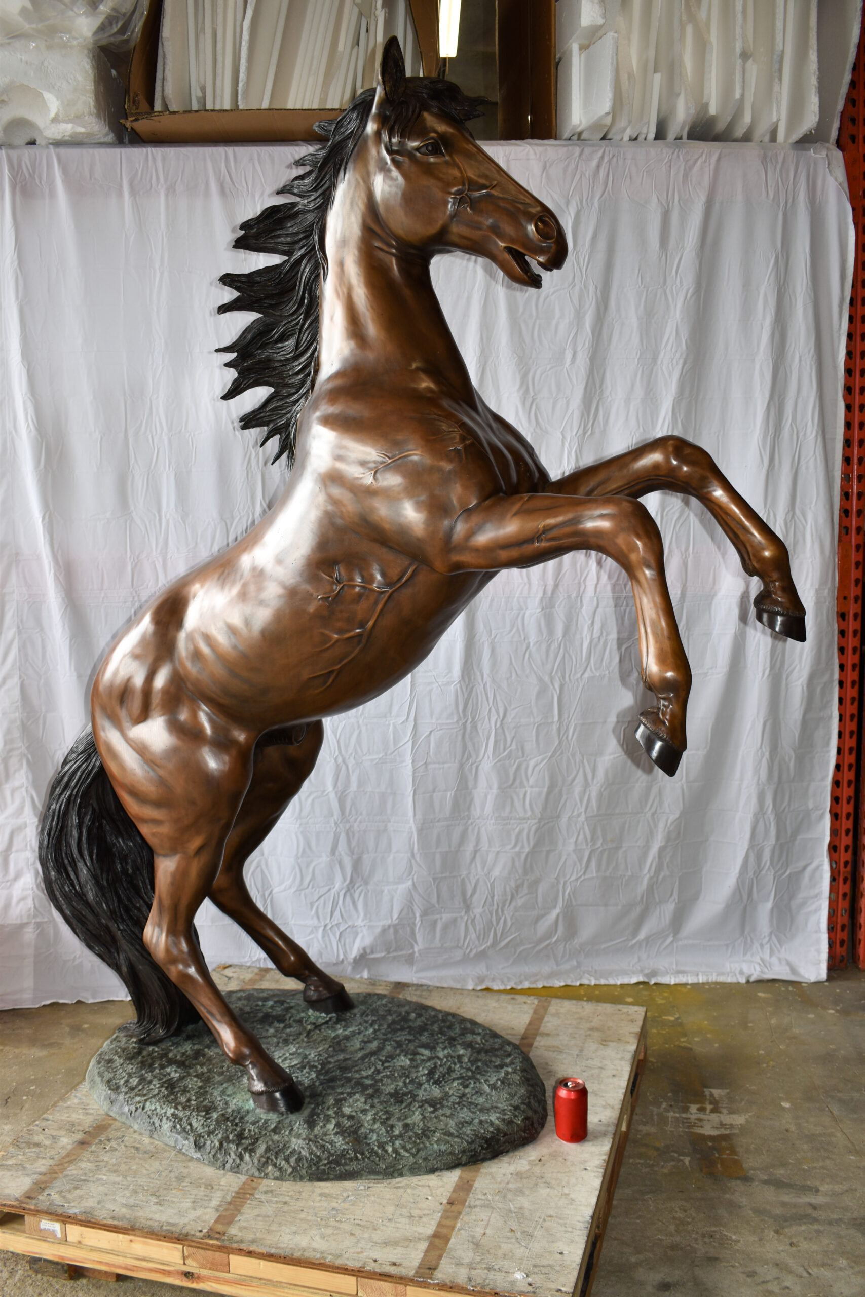 NIFAO Garden Statue Graceful Life-Sized Horse on Hind Legs Bronze ...