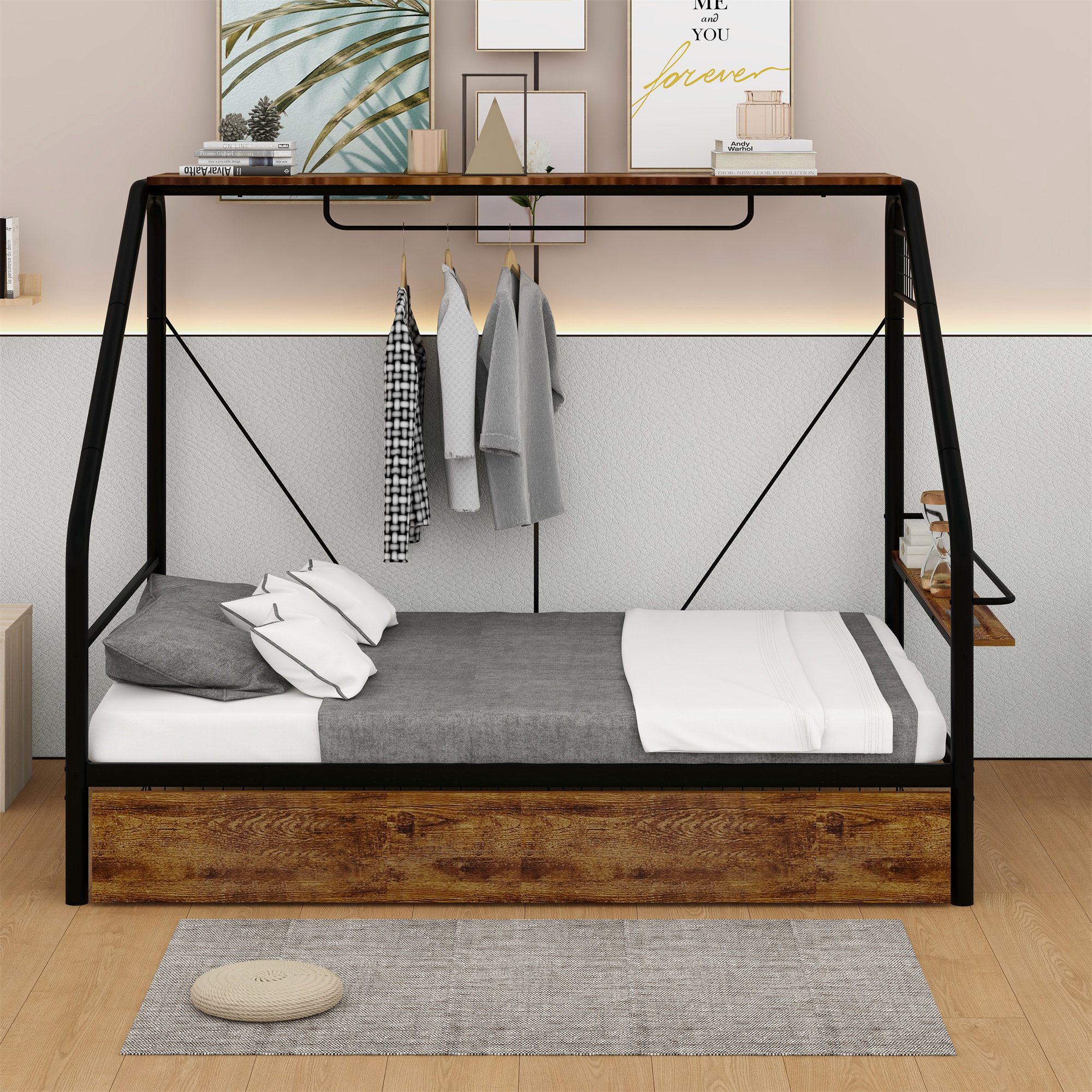 17 Stories Protho Metal Slat Storage Bed | Wayfair