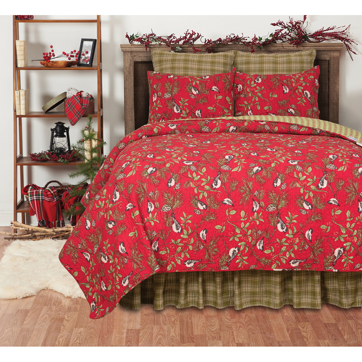C&F Home Chickadee Red Cotton Reversible Quilt Set & Reviews | Wayfair