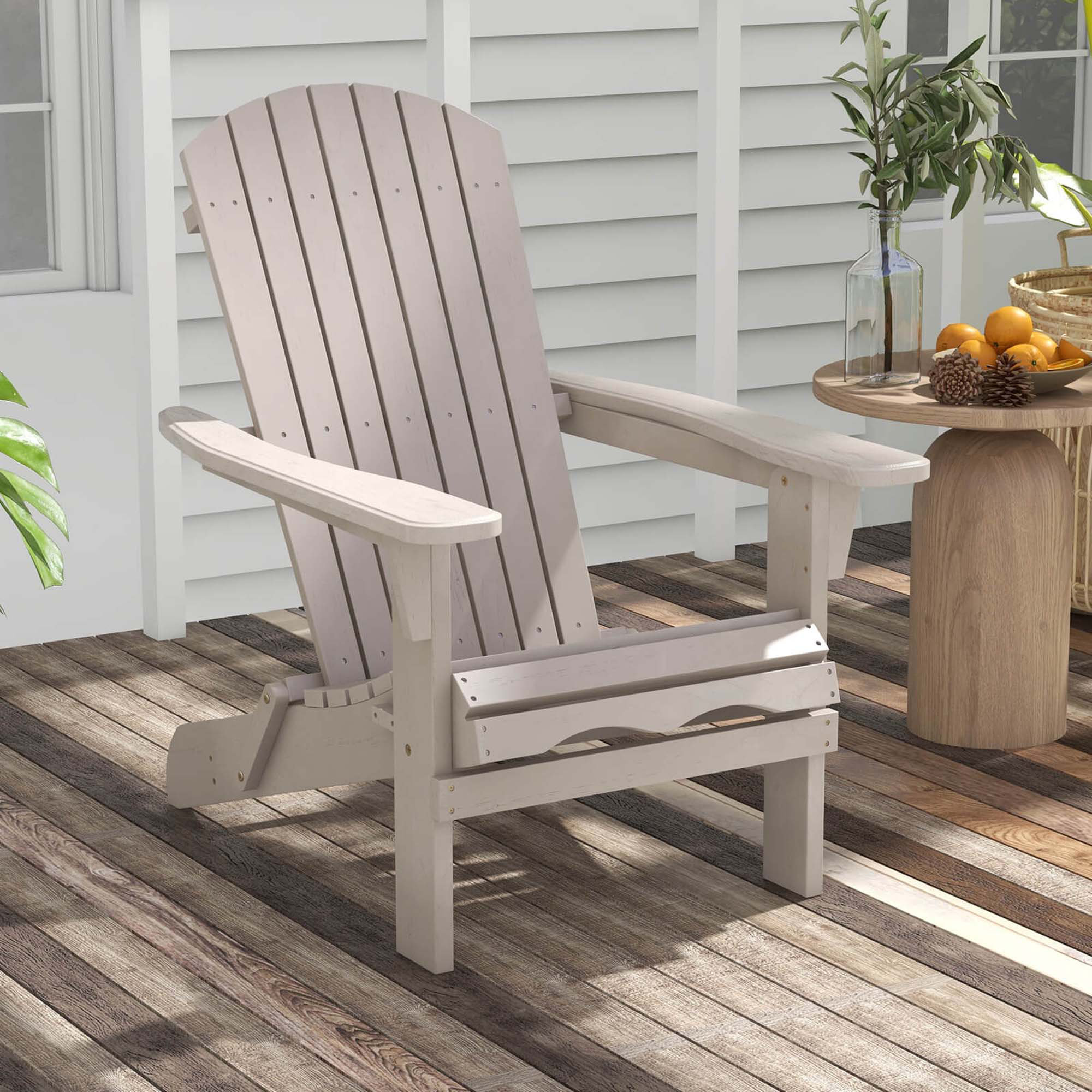 Highland Dunes Folding Adirondack Chair Set Of 1 With High Backrest ...