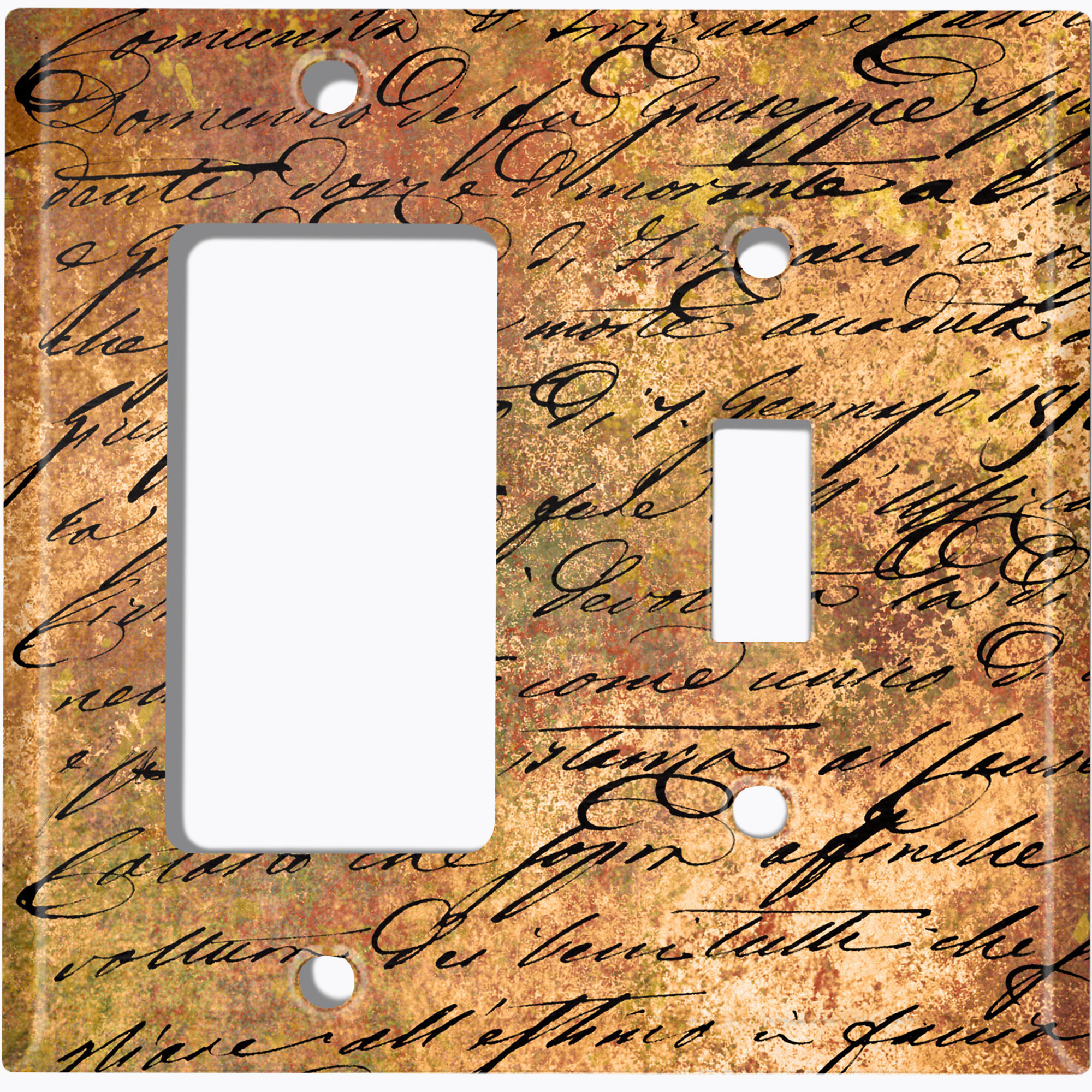WorldAcc Orange Tan Letter Writing 2-Gang Toggle Light Switch / Rocker ...