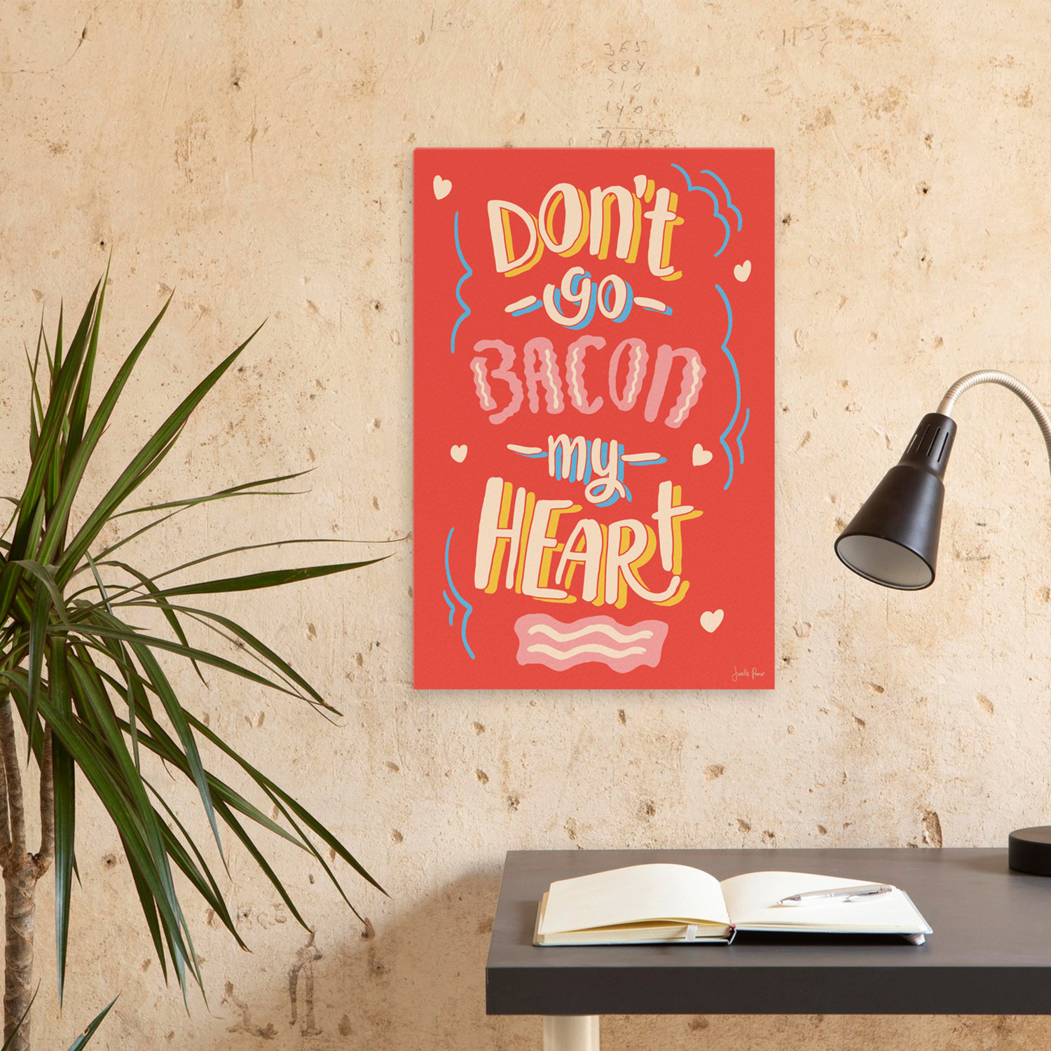 George Oliver Bacon My Heart I - Bacon Bacon Strip Blue Breakfast Art ...