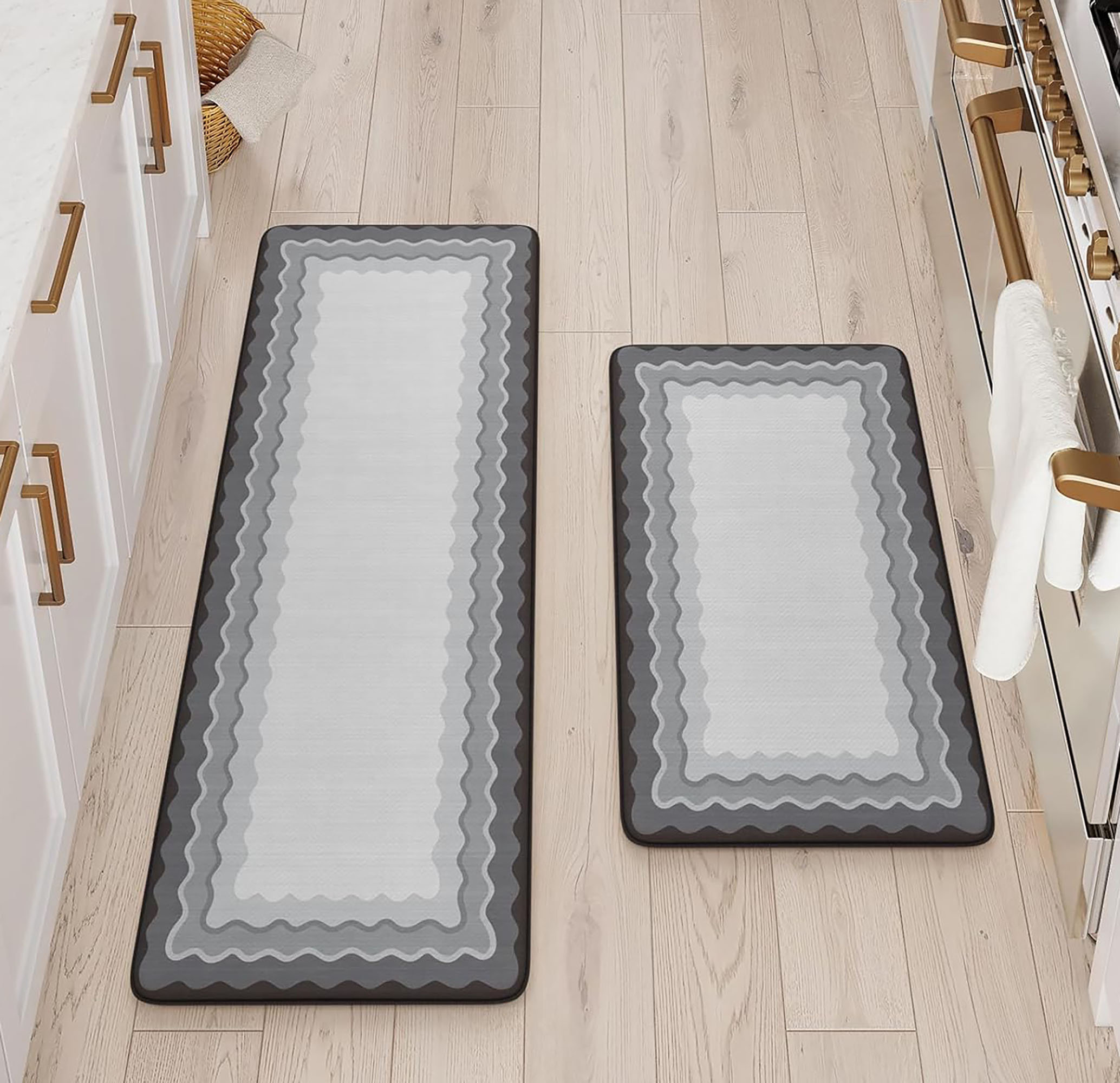 Latitude Run® Non Slip Kitchen Rug Set, Memory Foam Kitchen Mat, Modern ...