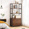Latitude Run® Bookcase, 4-Tier White Bookshelf With 2 Drawers, Etagere ...