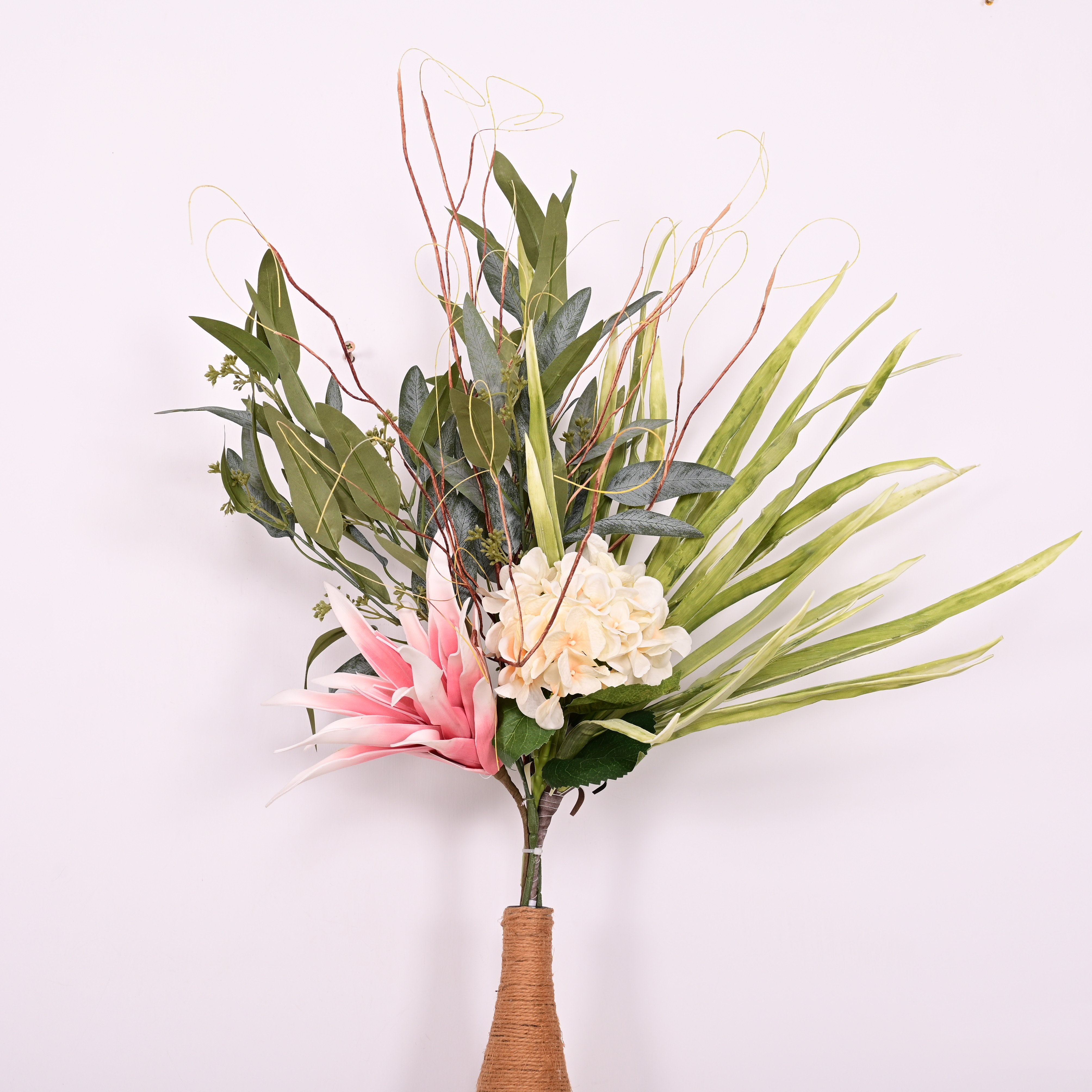 Primrue Artificial Farmhouse Hydrangea Floral Arrangement, Greenery ...