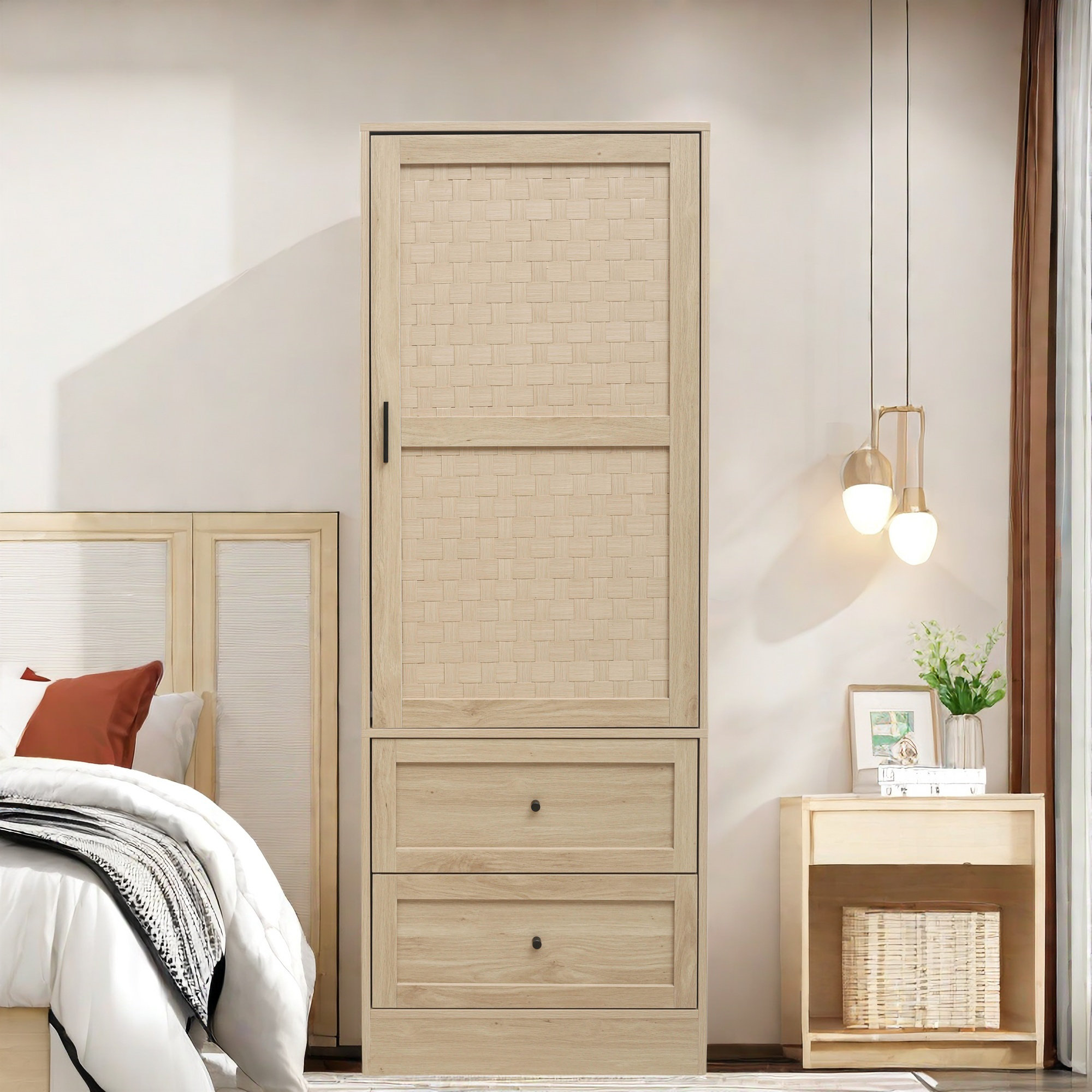 Red Barrel Studio® Granby Wardrobe With Cross Weave Effect, 2 Drawers ...