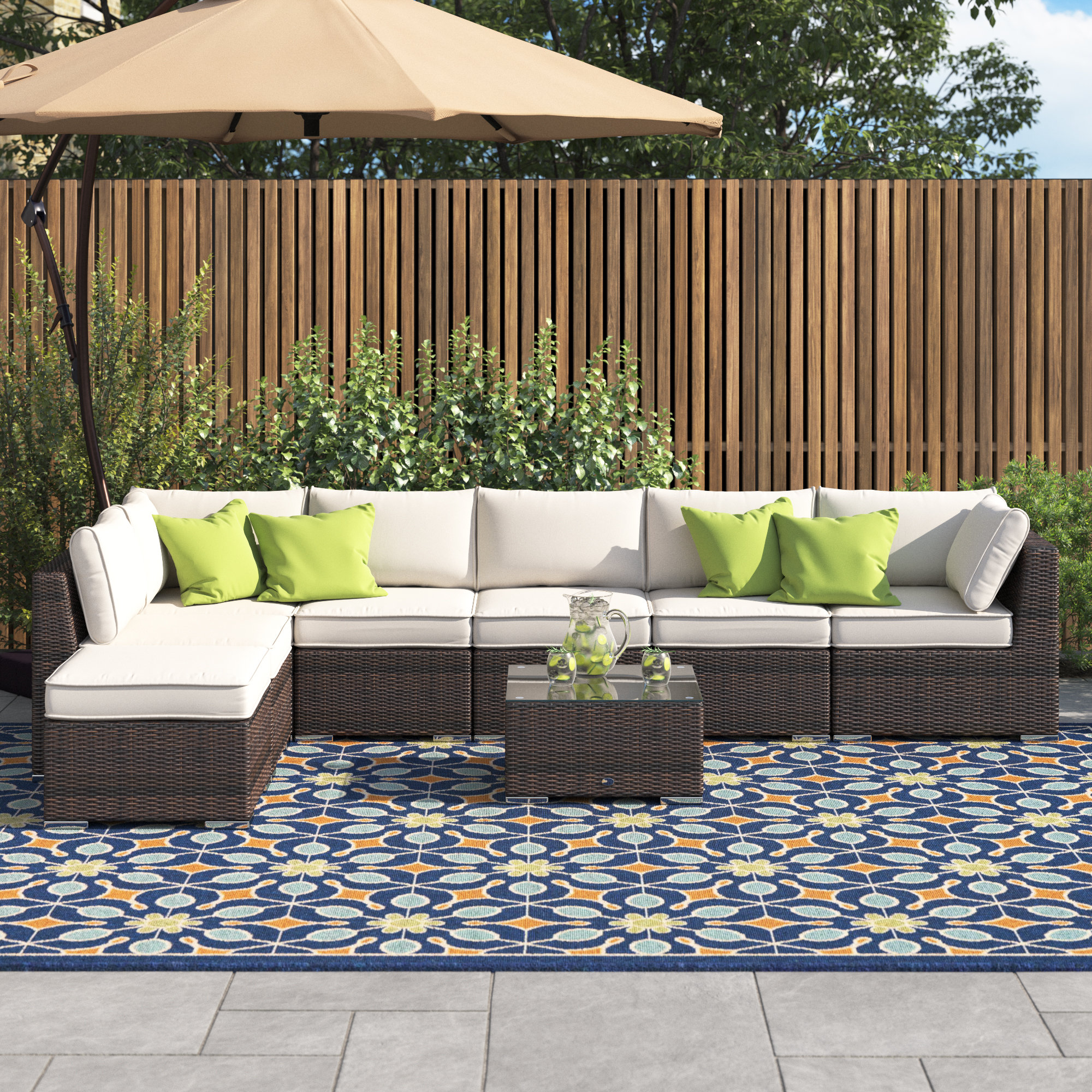 Dakota Fields Seng 7 Seater Rattan Corner Sofa Set & Reviews | Wayfair.ie
