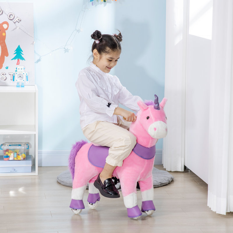 Qaba Ride on Unicorn Walking Mechanical Pony Toy Rocking Horse ...