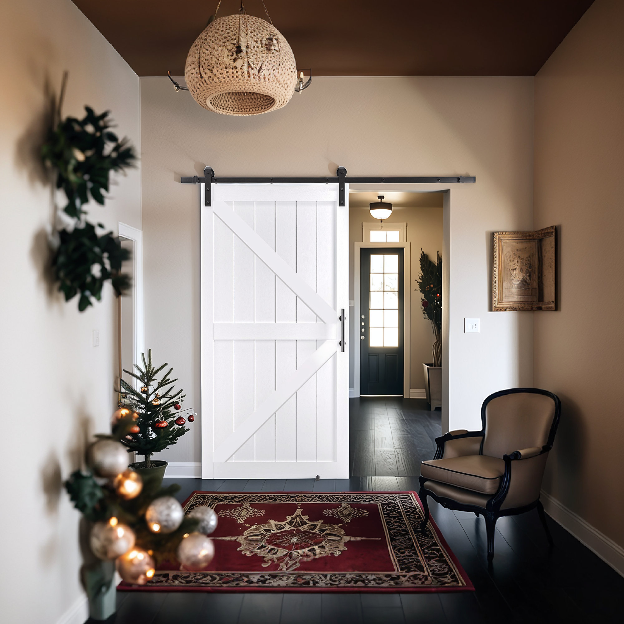 CRAFTIUM Porte de grange coulissante en bois 30/36/42 de style rustique ...