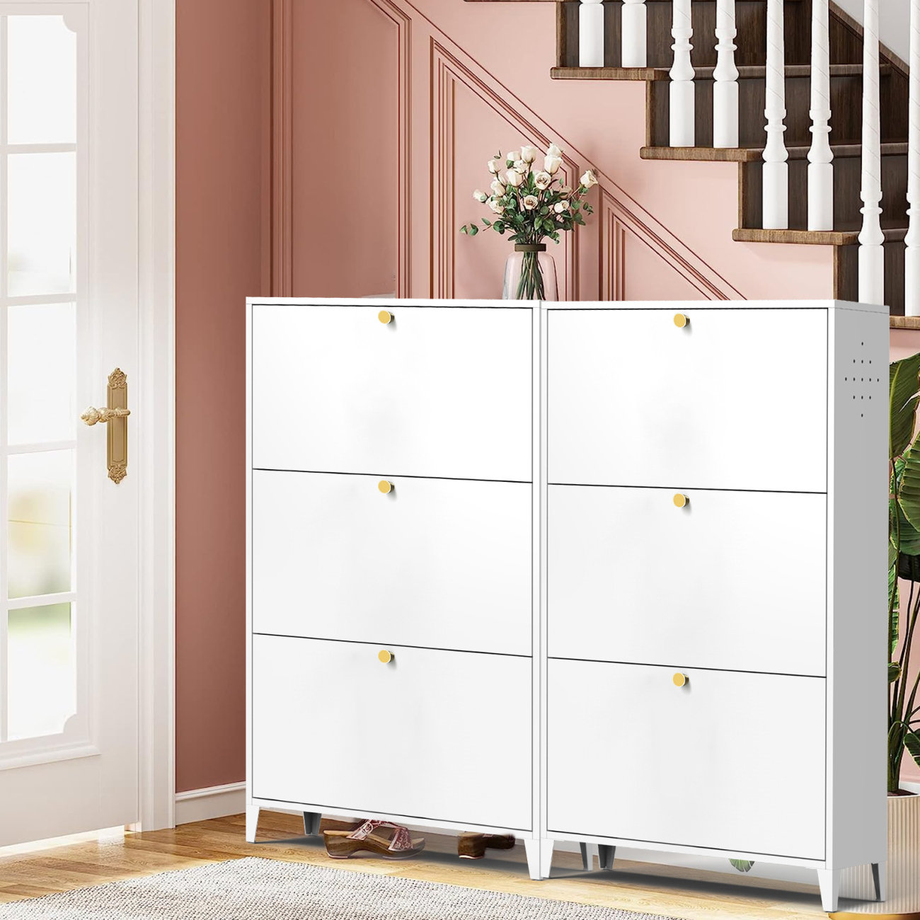 Latitude Run® 3 Drawer Steel Shoe Cabinet | Wayfair