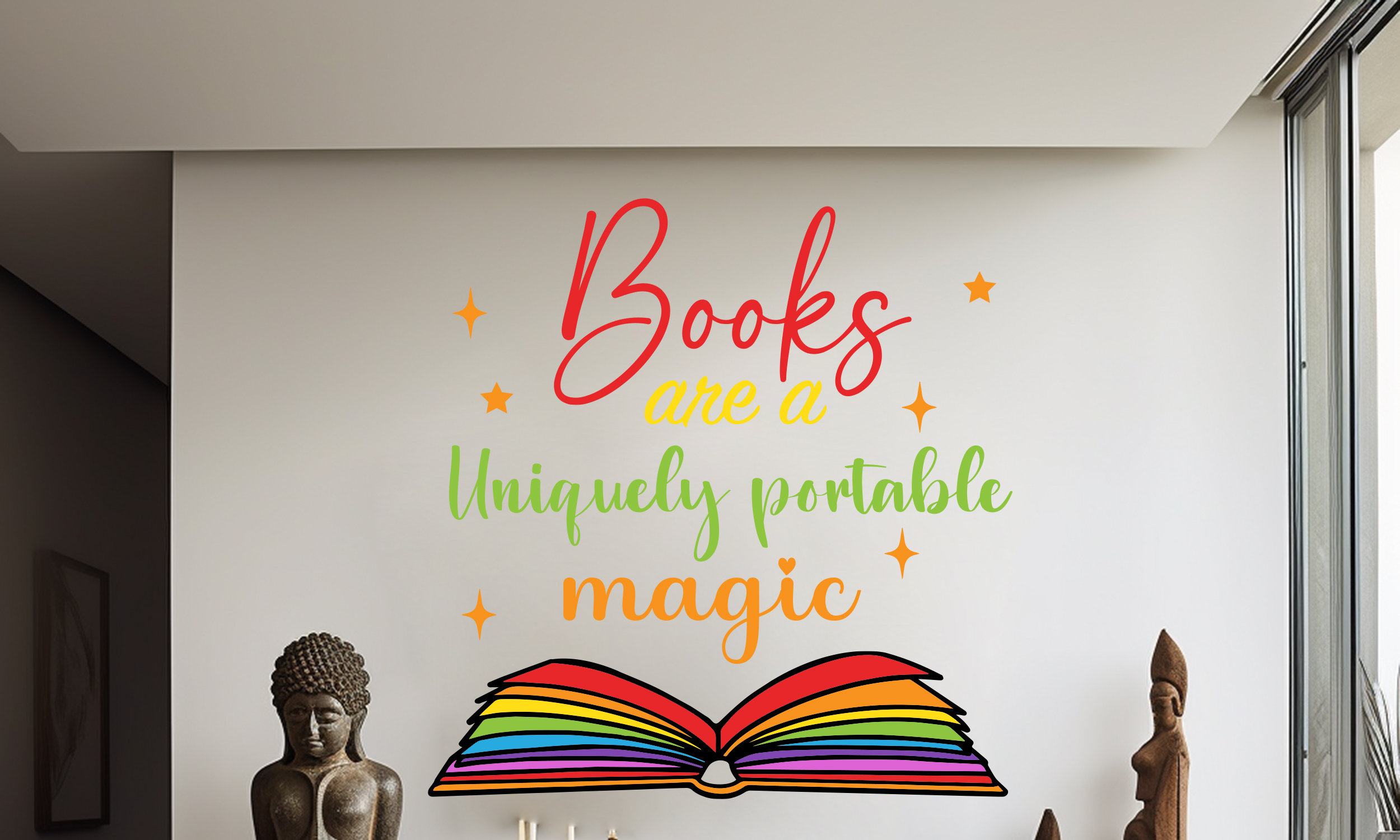 Trinx Library Vinyl Wall Art Decals, Book Shelves Decor | Wayfair