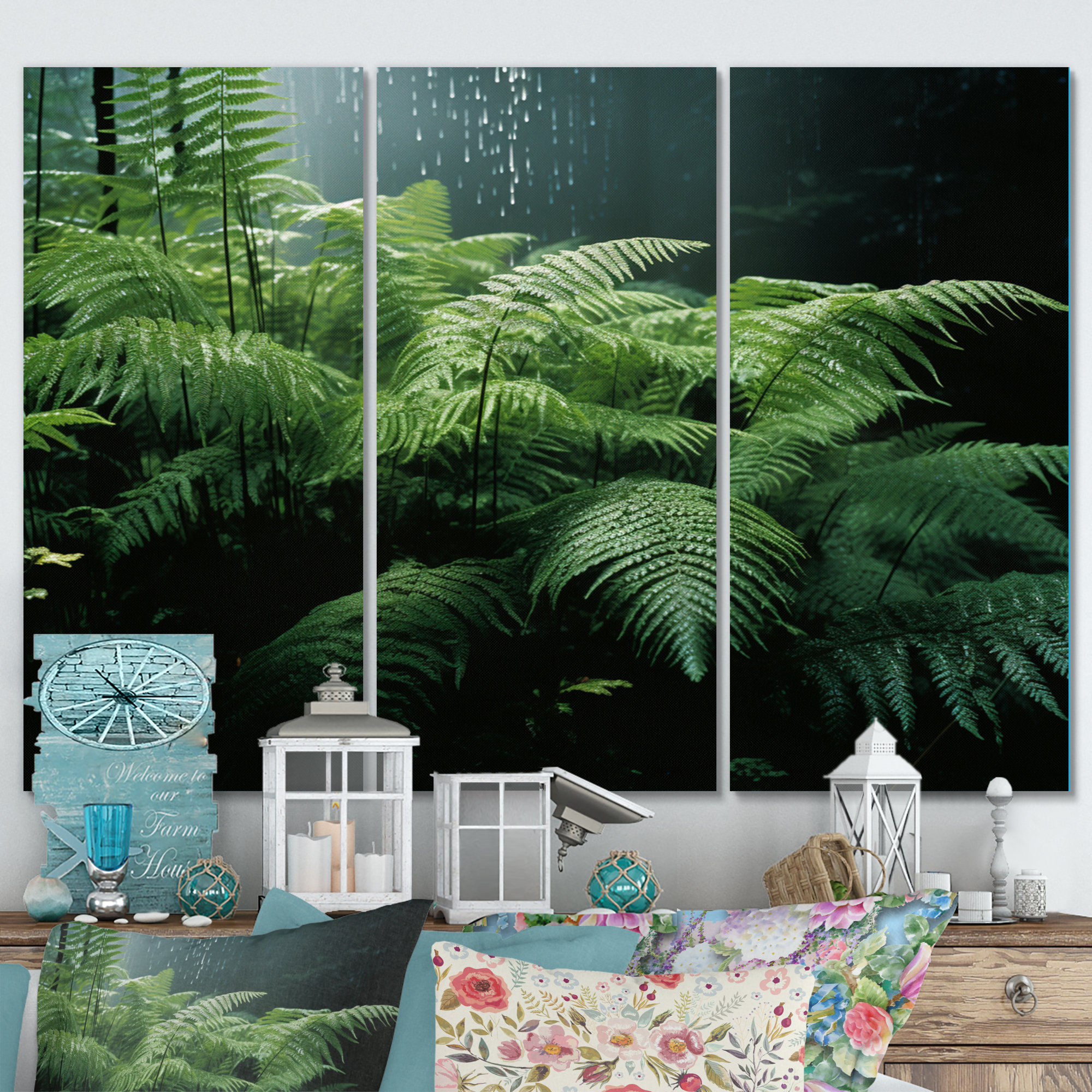 Design Art Ferns Close Up Photo II - Floral Metal Wall Art Prints Set ...