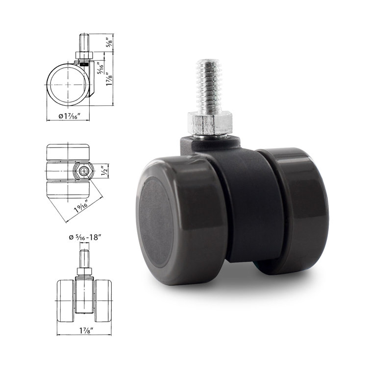 Outwater 3/4" Square Double Star Caster Inserts | 5/16-18 X 5/8 ...