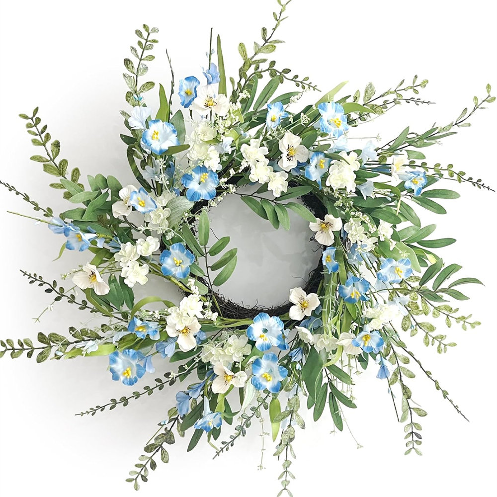 One Allium Way Spring Wreaths For Front Door, 24 Inch Summer Farmhouse ...