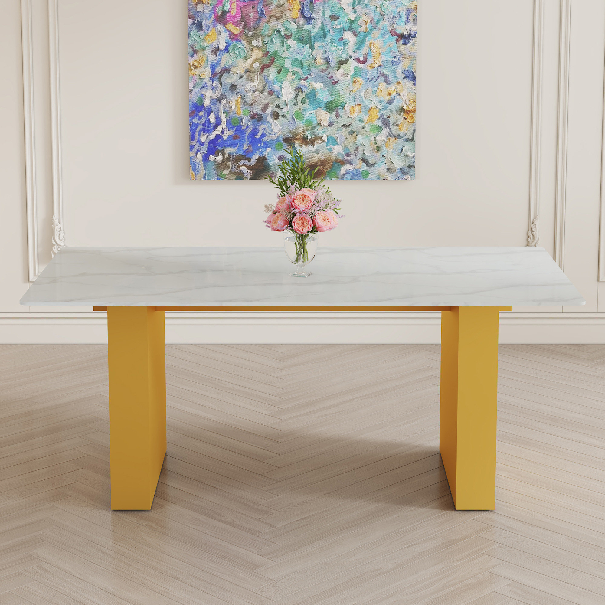 Wrought Studio™ Large Modern Rectangular Table With 0.4 Inch Patterned ...