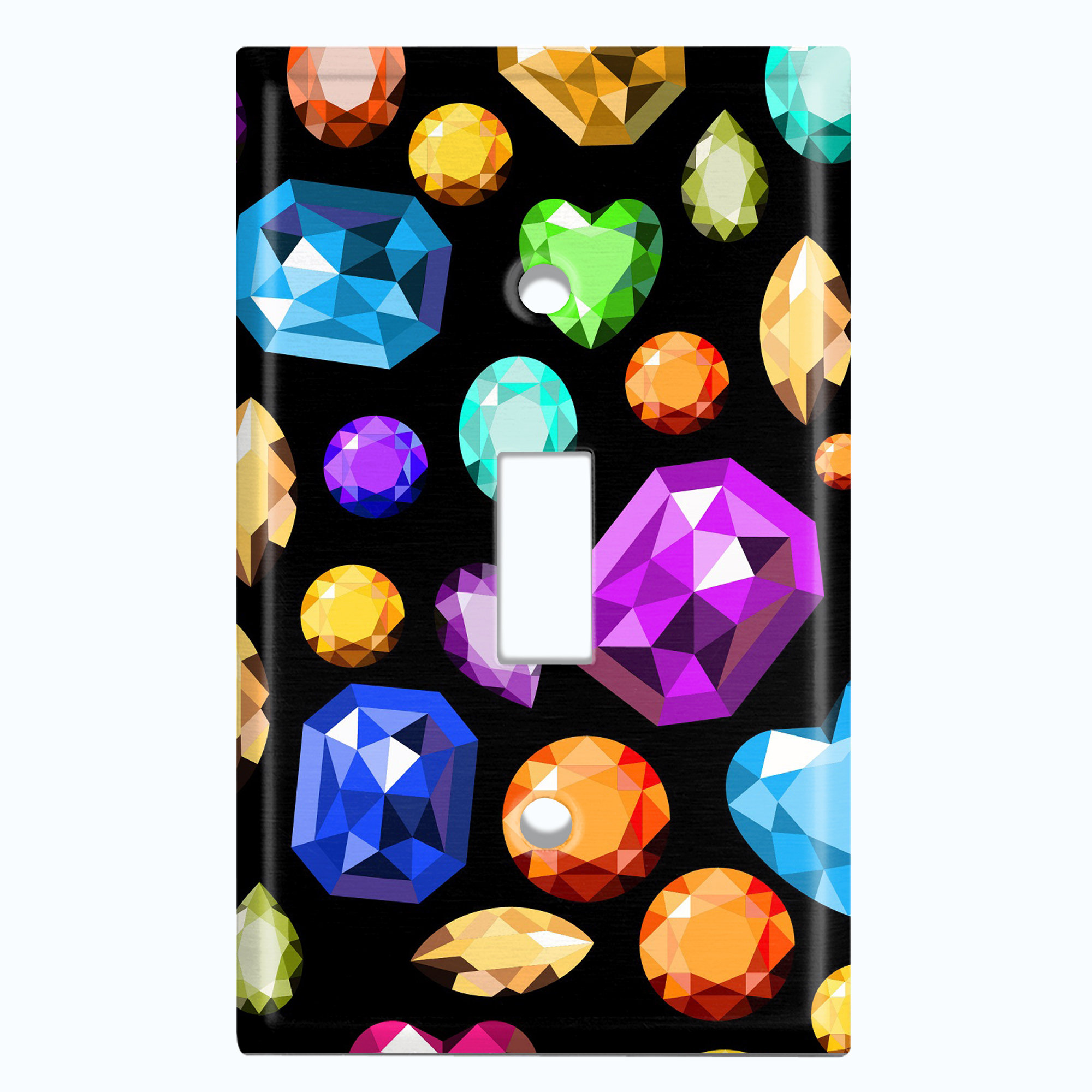 WorldAcc Colorful Diamond Jewels Black Toggle Light Switch Wall Plate ...