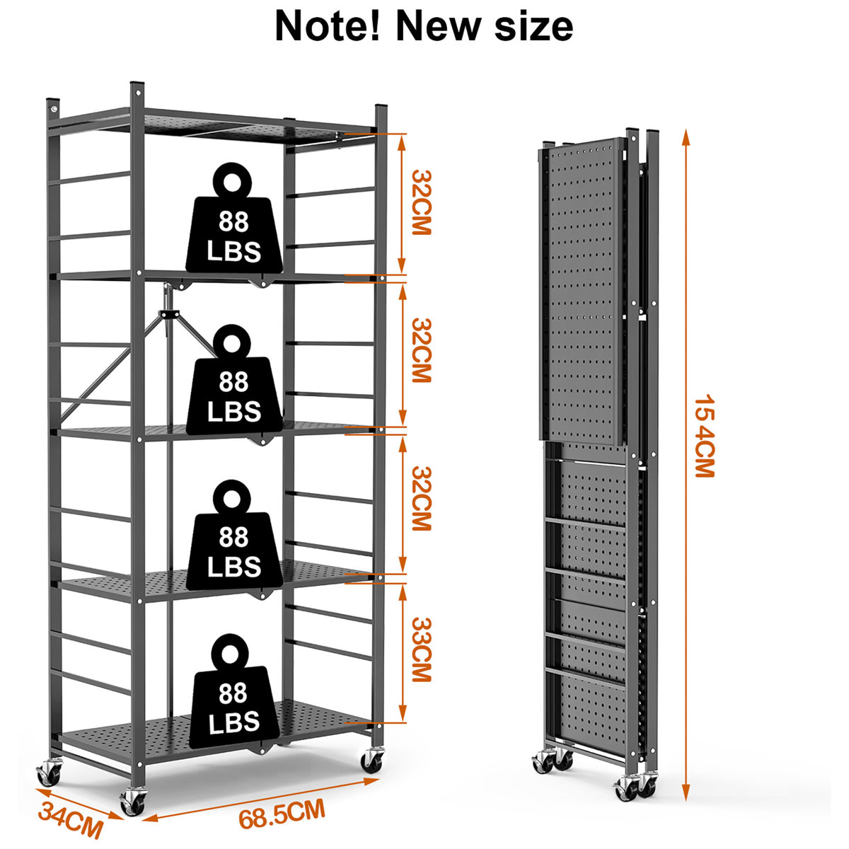 Rebrilliant Storage Shelves With 20 Hooks, 5-tier Collapsible ...