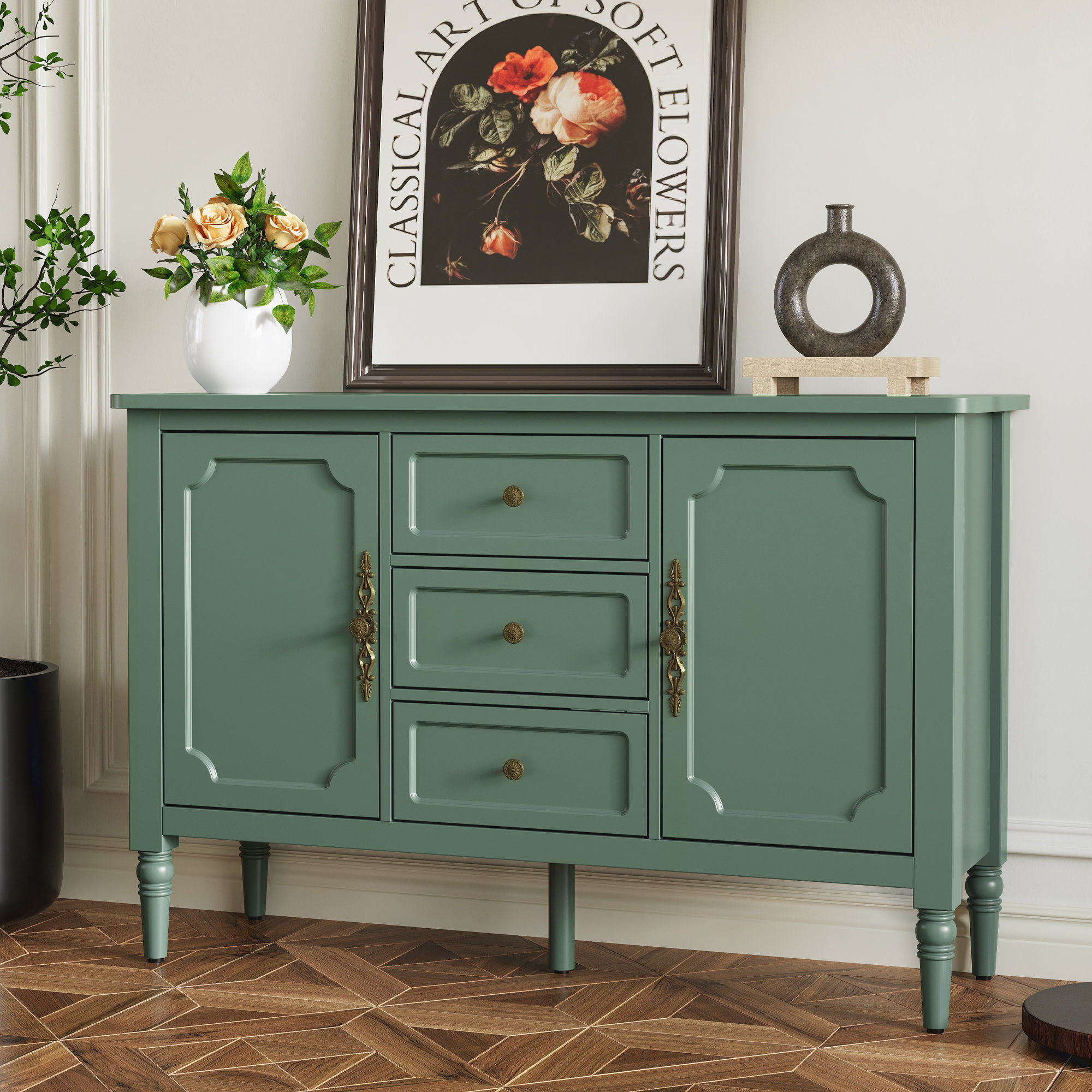 Alcott Hill® Collynns 47" Accent Cabinet With 2 Doors & 3 Drawers,Green ...