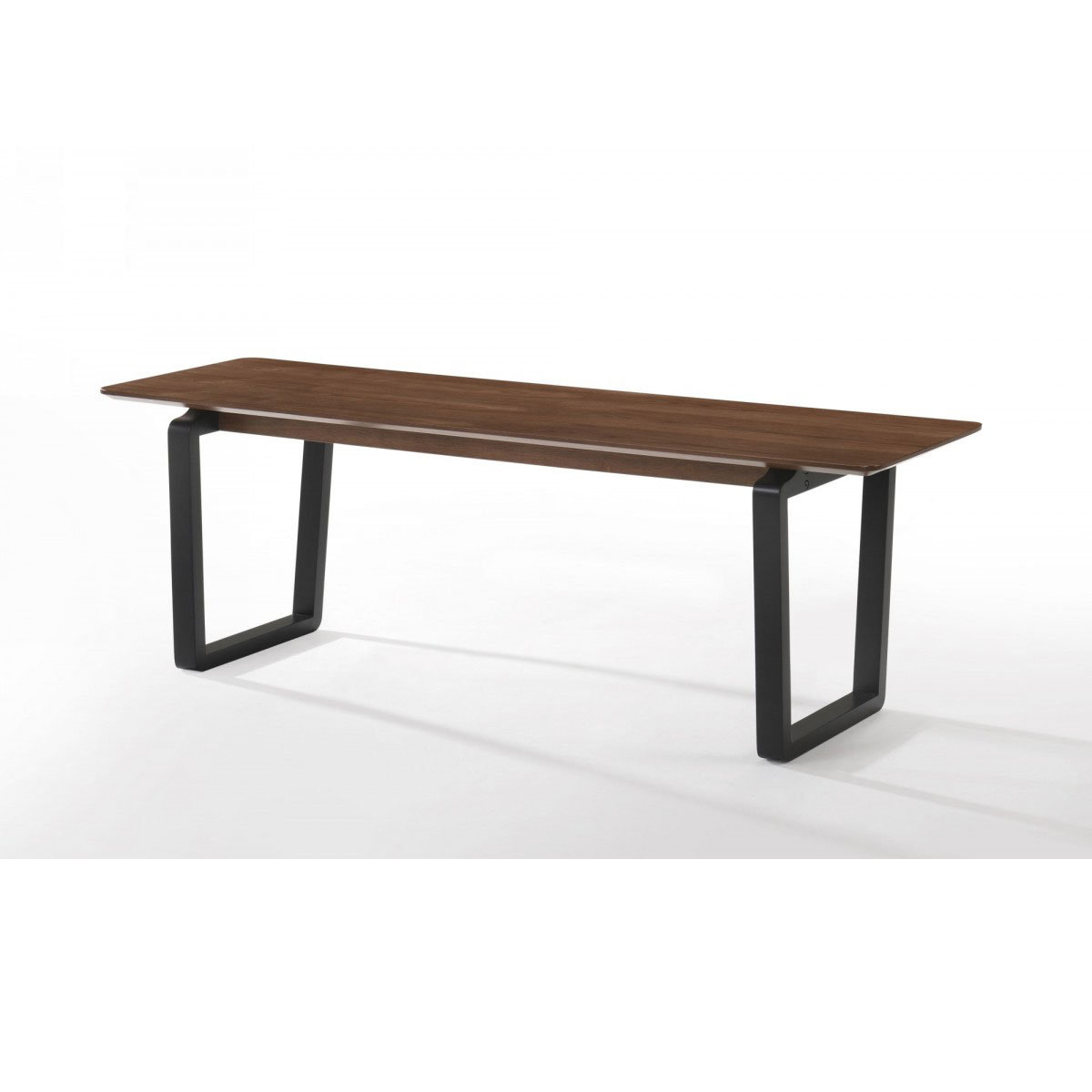 17 Stories Rectangular Modern Walnut Finish Dining Bench With Black ...