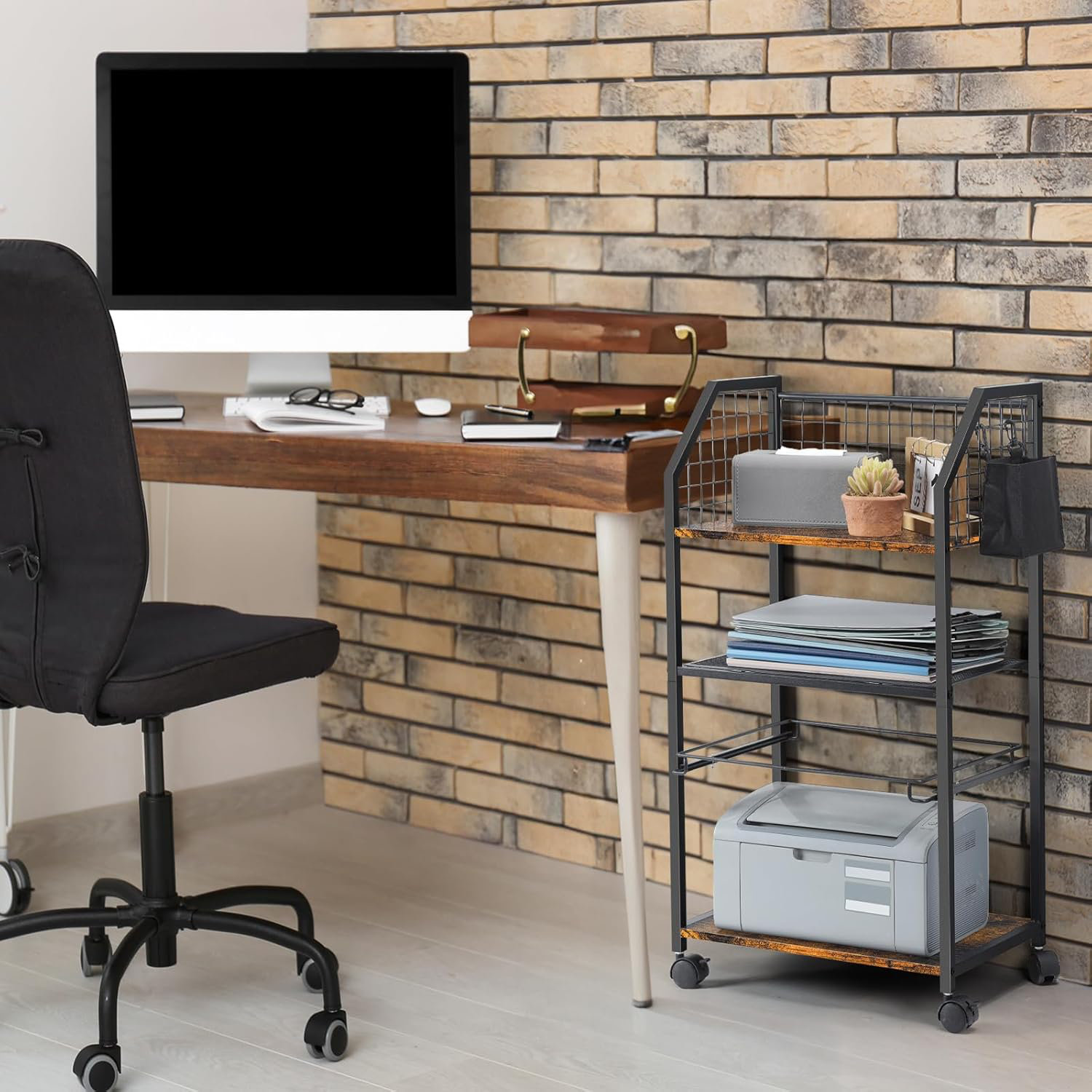 Shimano 3-Tier Rolling File Cart With Hanging File Folders, Mobile Desk ...