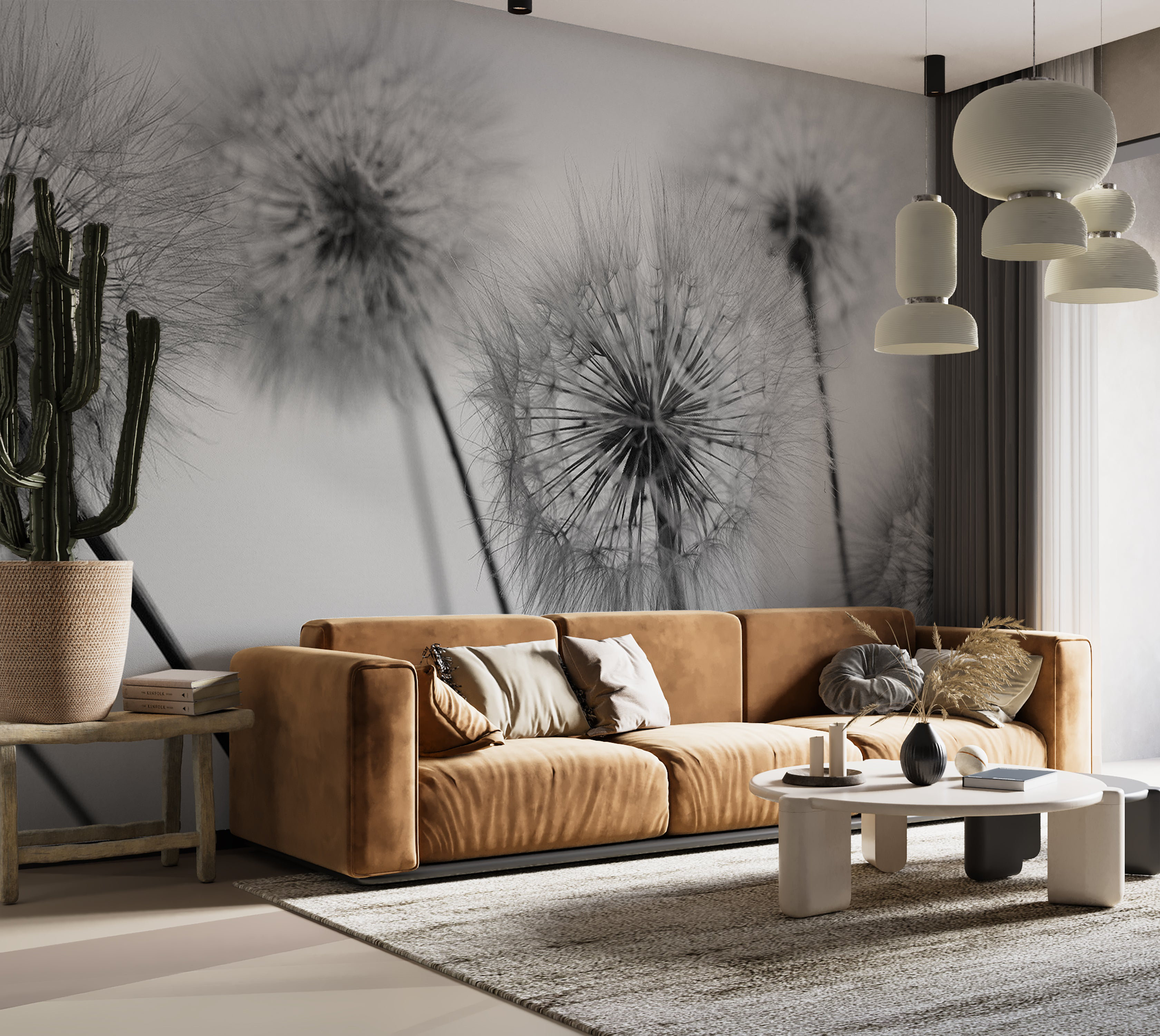 Hokku Designs Floral Wallpaper Wall Mural - Field Of Dandelions ...