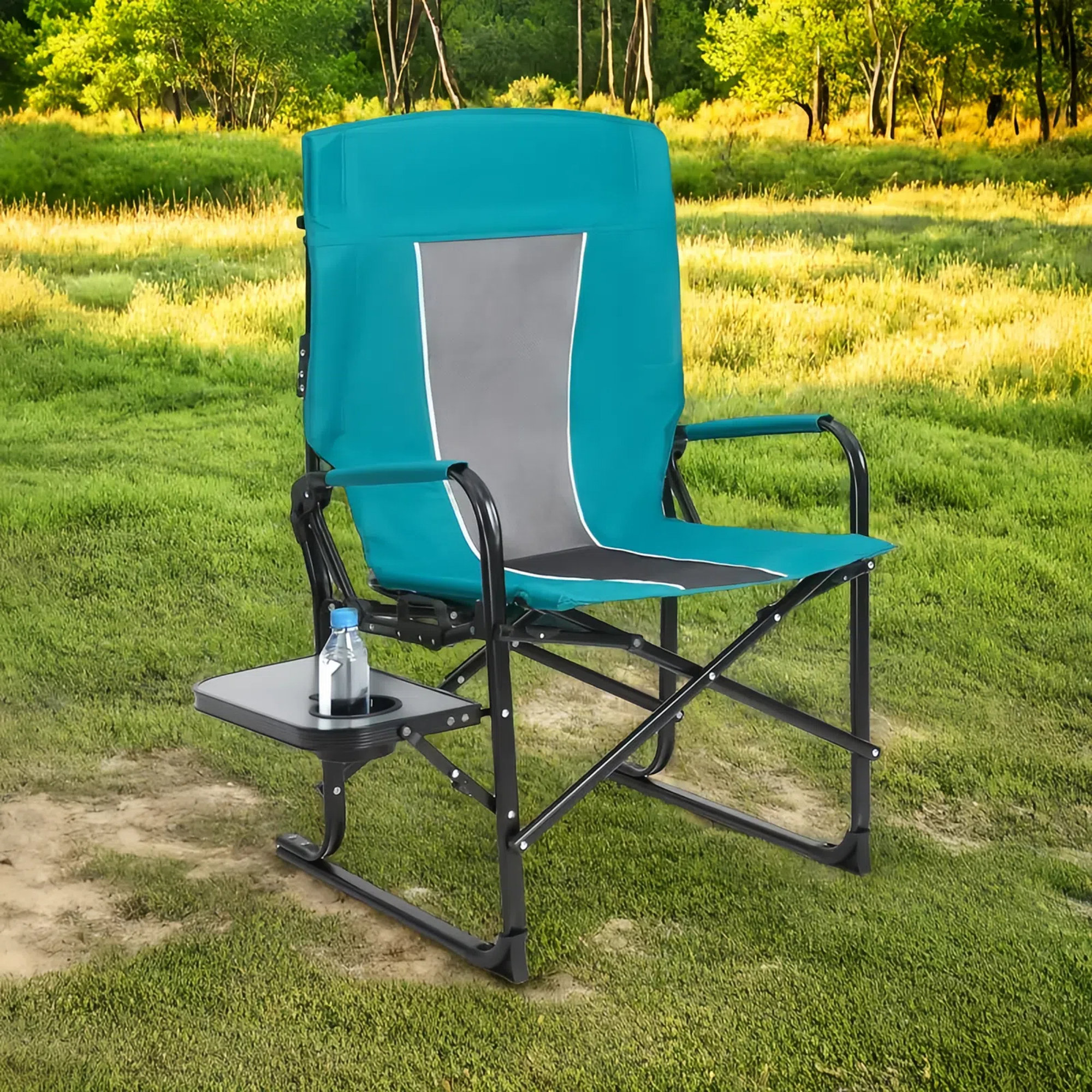 Hokku Designs Oversized Heavy-Duty Camping Chair With Side Table And ...