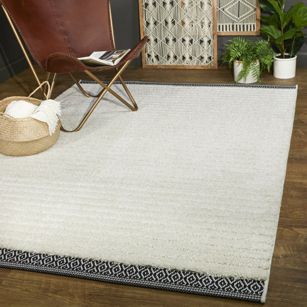 Foundry Select Flatweave Performance Cream/Black Rug | Wayfair