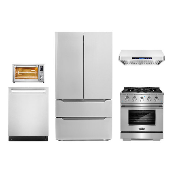 Cosmo 5 Piece Kitchen Package with 30" Freestanding Gas Range30" Under ...